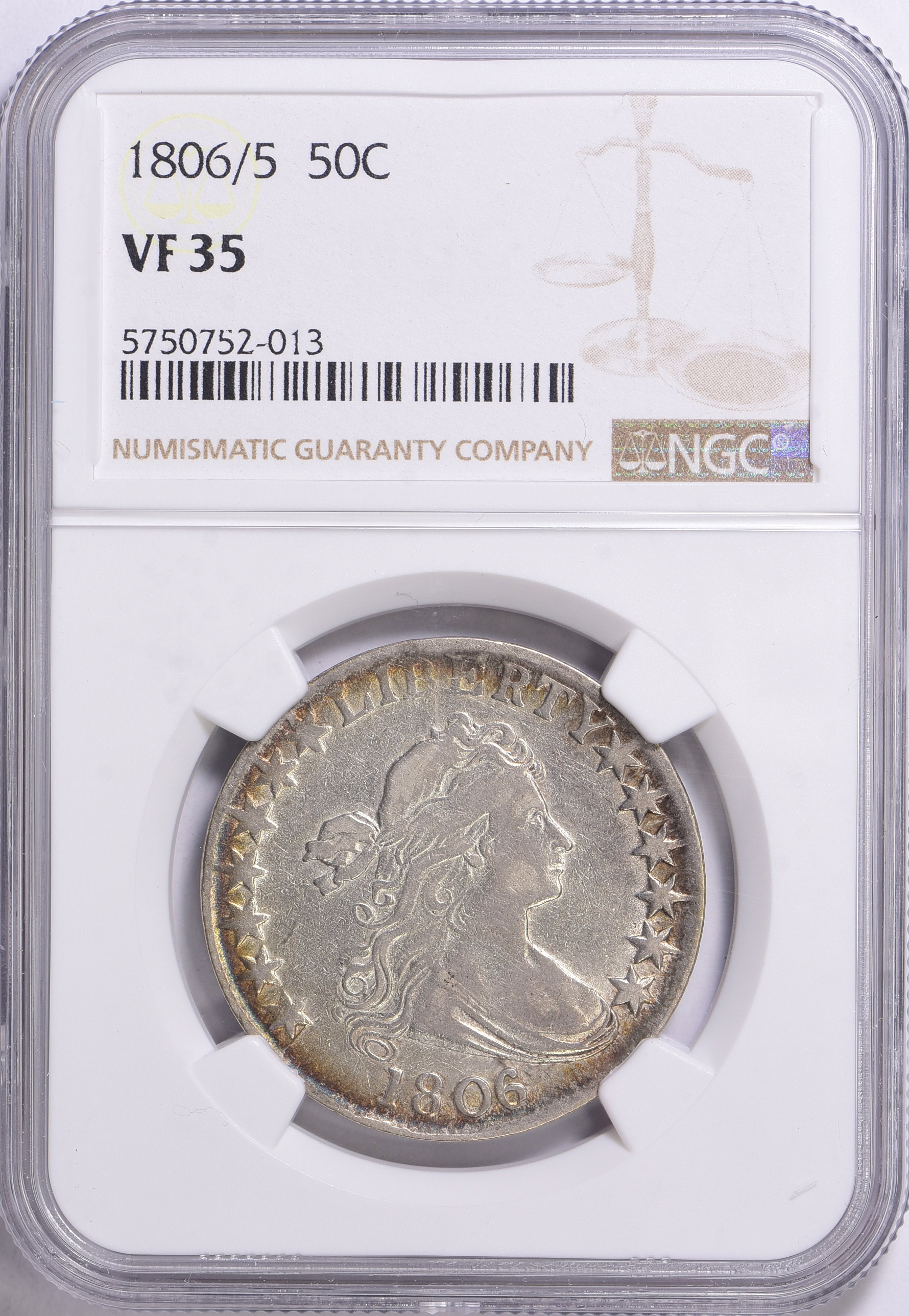 1806/5 Draped Bust Half Dollar NGC VF-35 (Toned) (Item 1756104 ...
