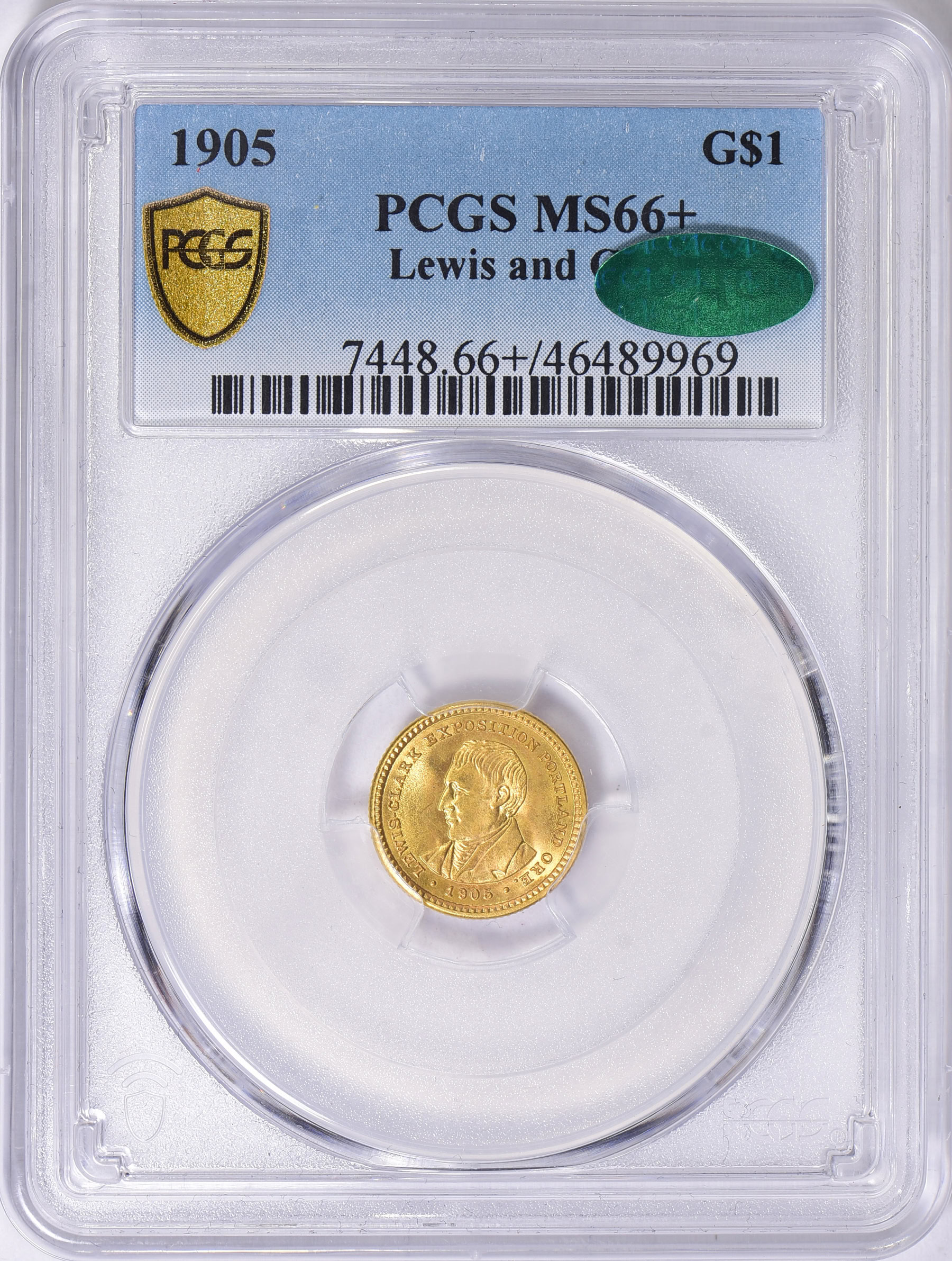 1905 Lewis and Clark Exposition Gold Dollar PCGS MS-66+ (CAC Green ...