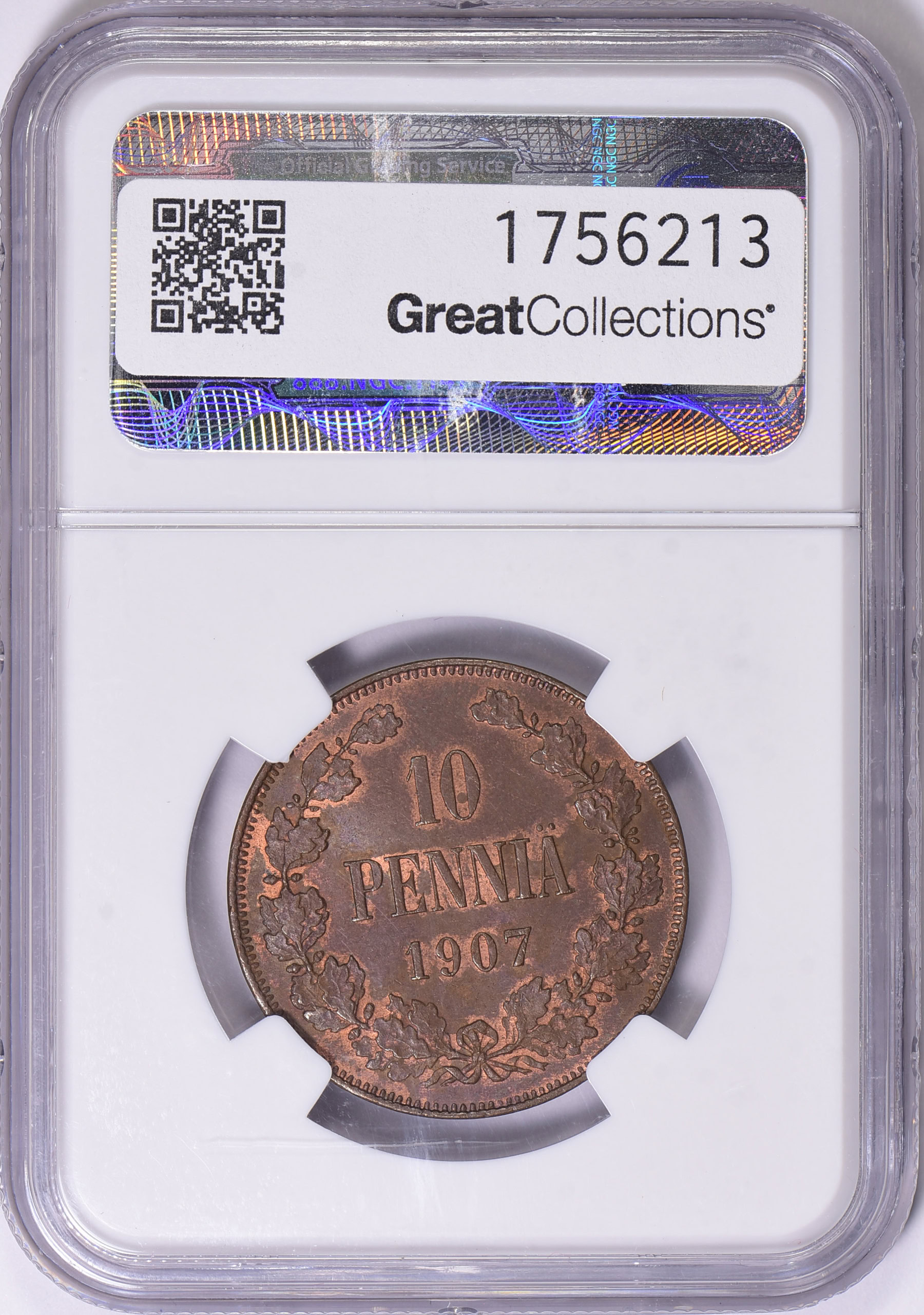 Finland 1907 10 Pennia KM-14 NGC MS-63 BN (Item 1756213 ...