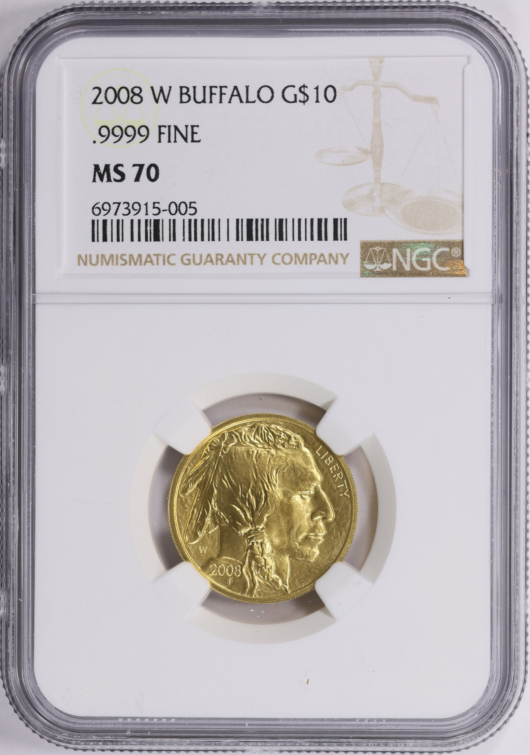 2008-W $10 Quarter-Ounce Gold American Buffalo Burnished NGC MS-70 (Item 1756230 ...