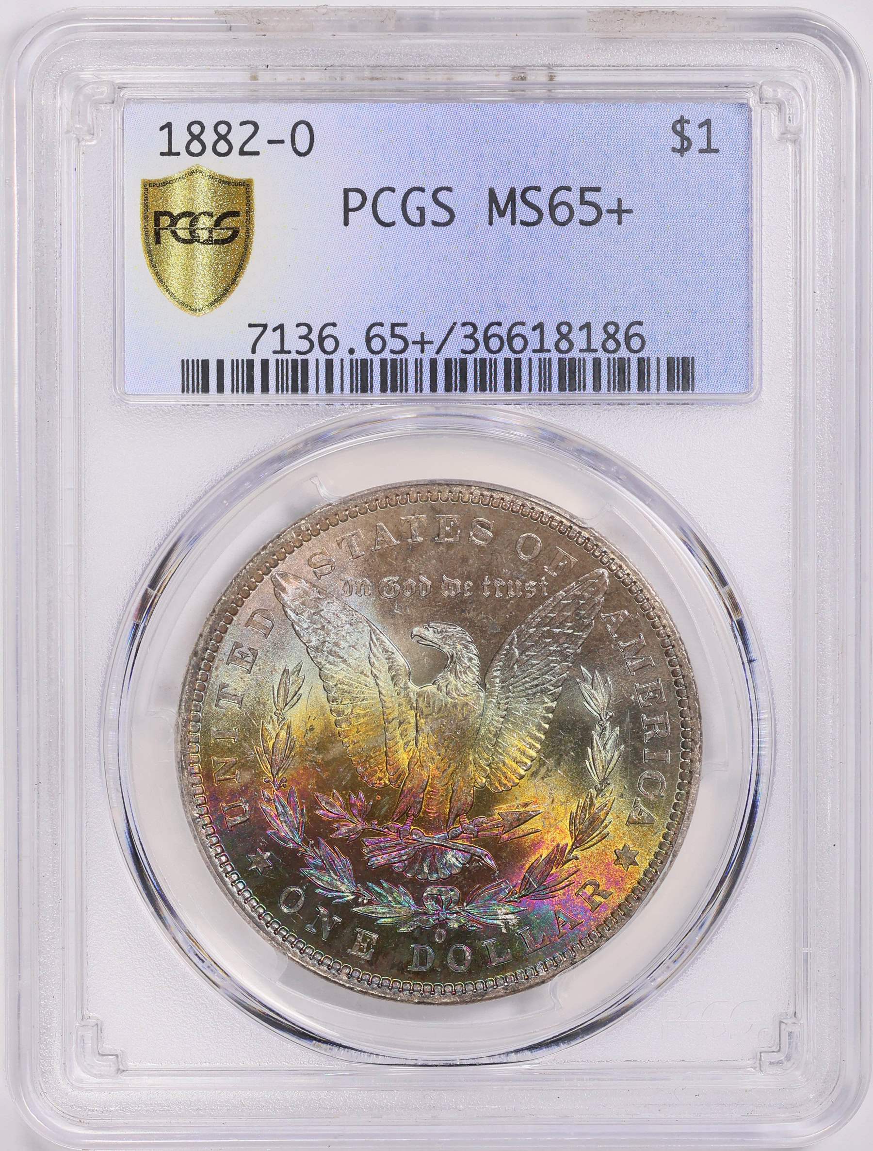 1882-O Morgan Silver Dollar PCGS MS-65+ (Indigo 4.0) (Toned) (Item 1756287) | GreatCollections ...