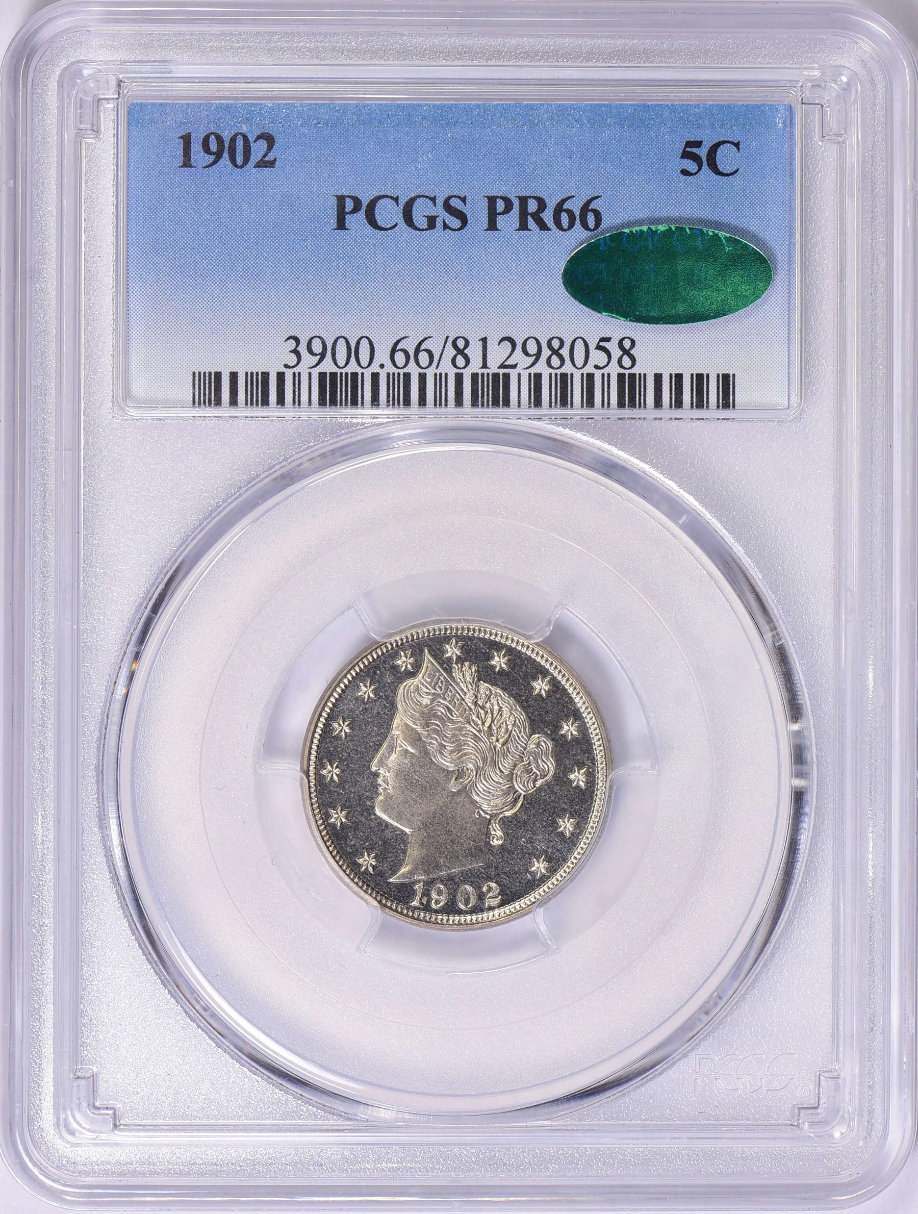 1902 Liberty Nickel PCGS Proof-66 (CAC Green) (Item 1756304) | GreatCollections Coin Auctions