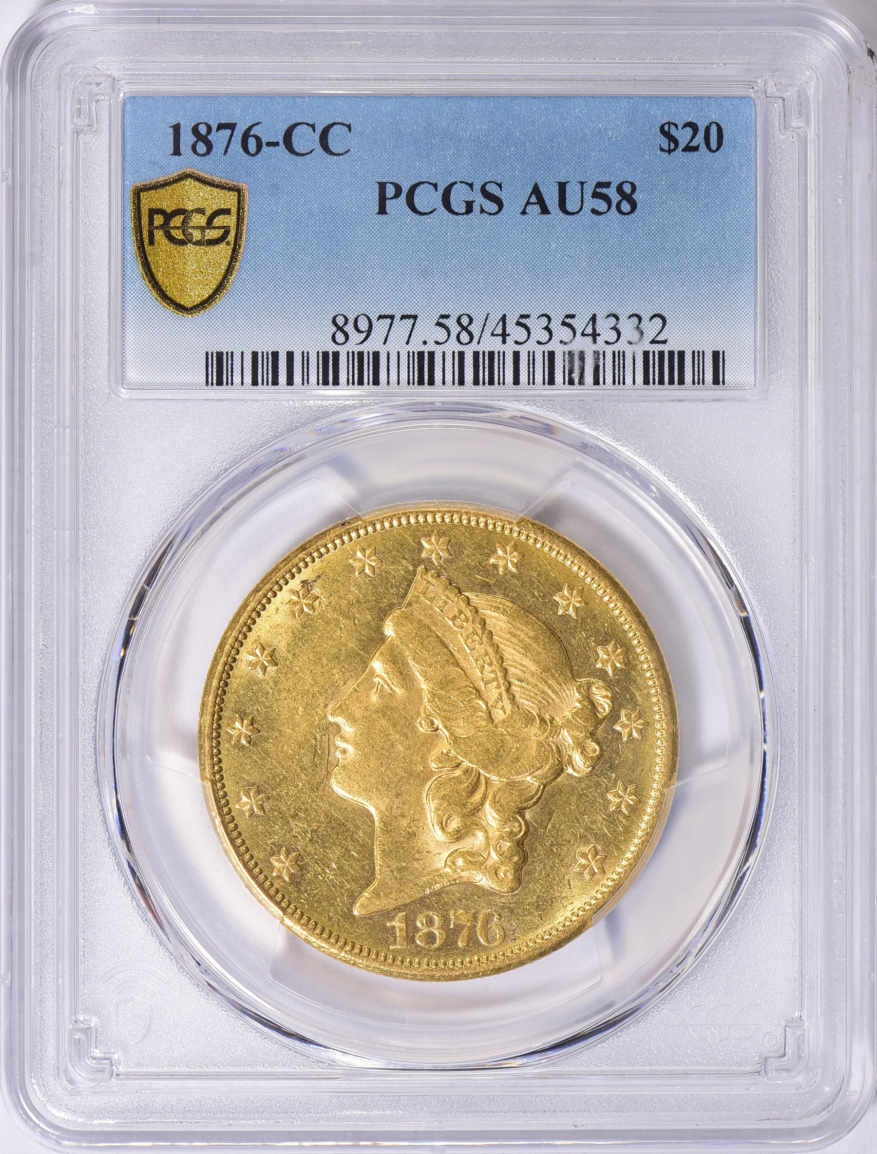 1876-CC Liberty Gold Double Eagle PCGS AU-58 (Item 1756357) | GreatCollections Coin Auctions