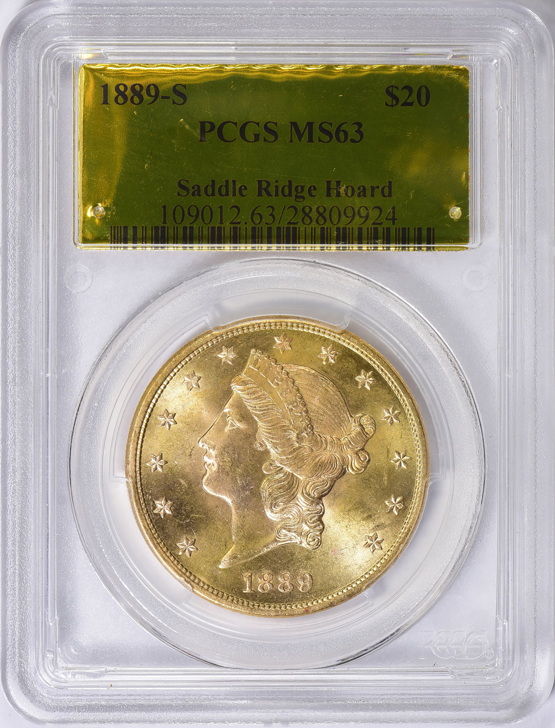 1889-S Liberty Gold Double Eagle PCGS MS-63 (Gold Foil Label) (Saddle ...