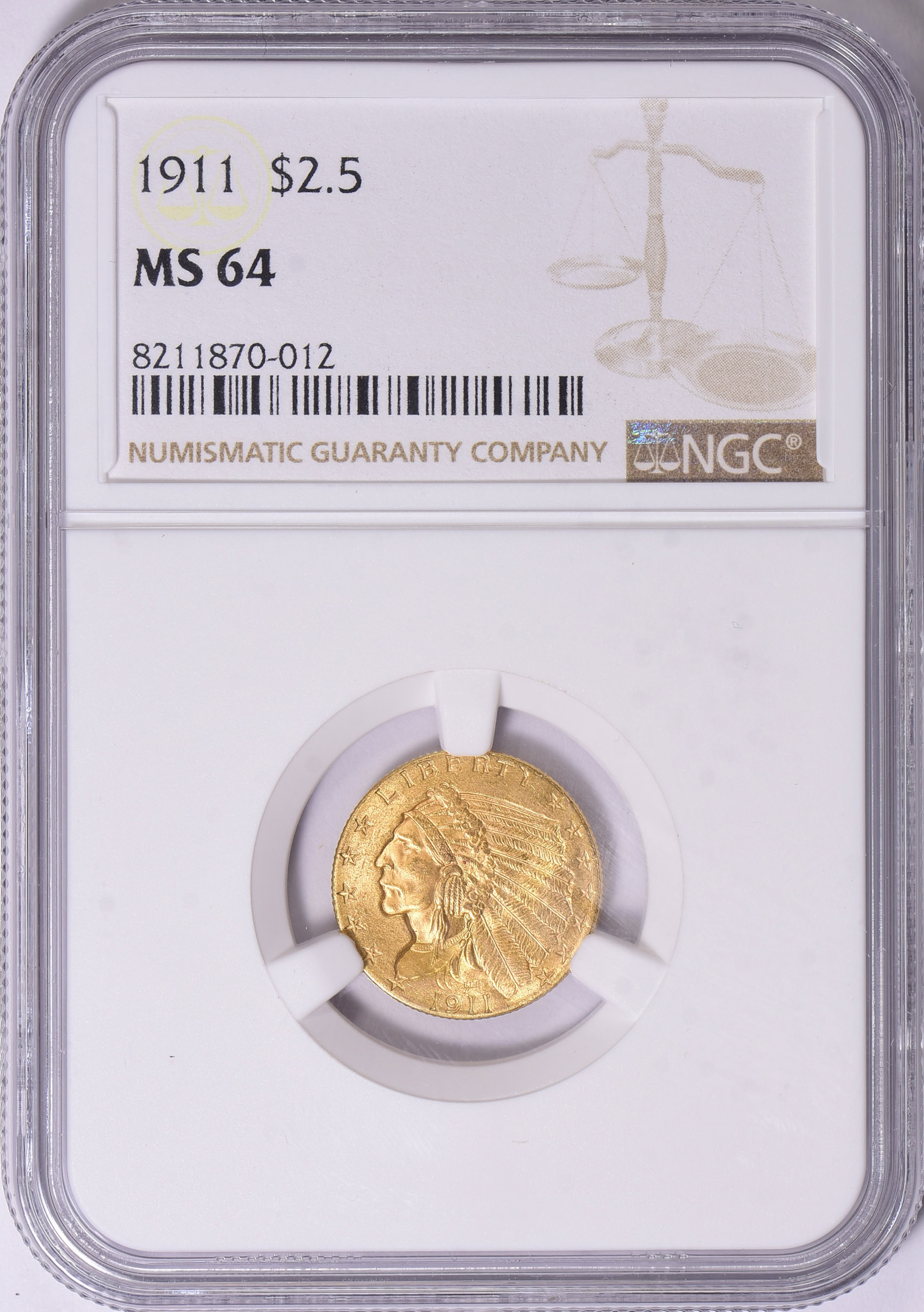 1911 Indian Gold Quarter Eagle NGC MS-64 (Item 1756415 ...