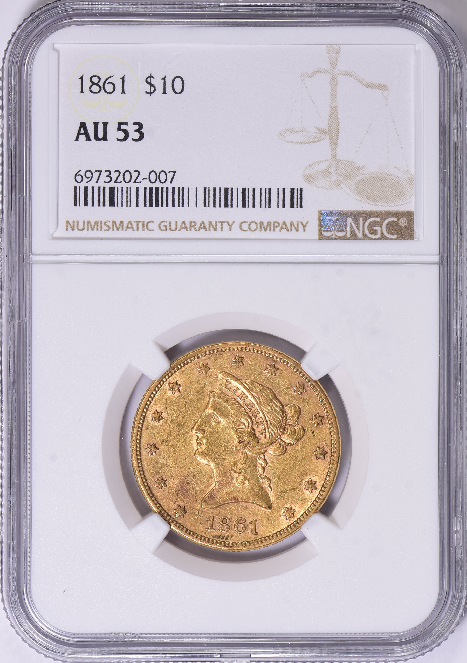 1861 Liberty Gold Eagle NGC AU-53 (Item 1756423) | GreatCollections Coin Auctions