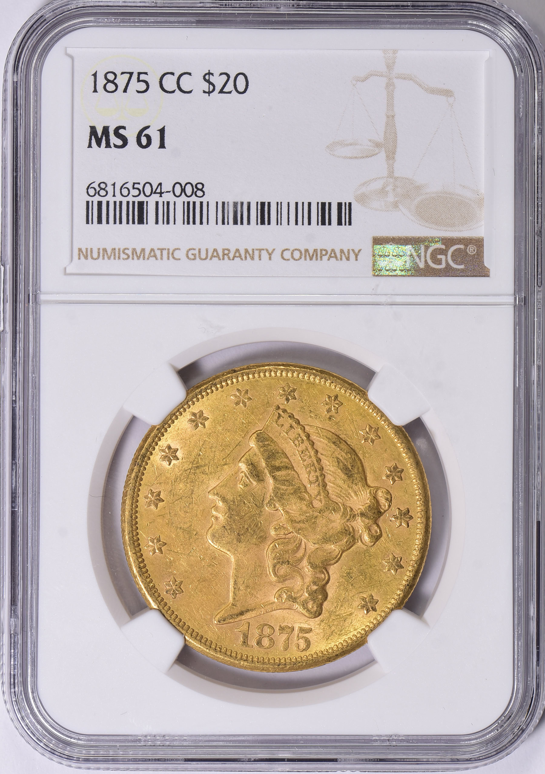 1875-CC Liberty Gold Double Eagle NGC MS-61 (Item 1756469) | GreatCollections Coin Auctions