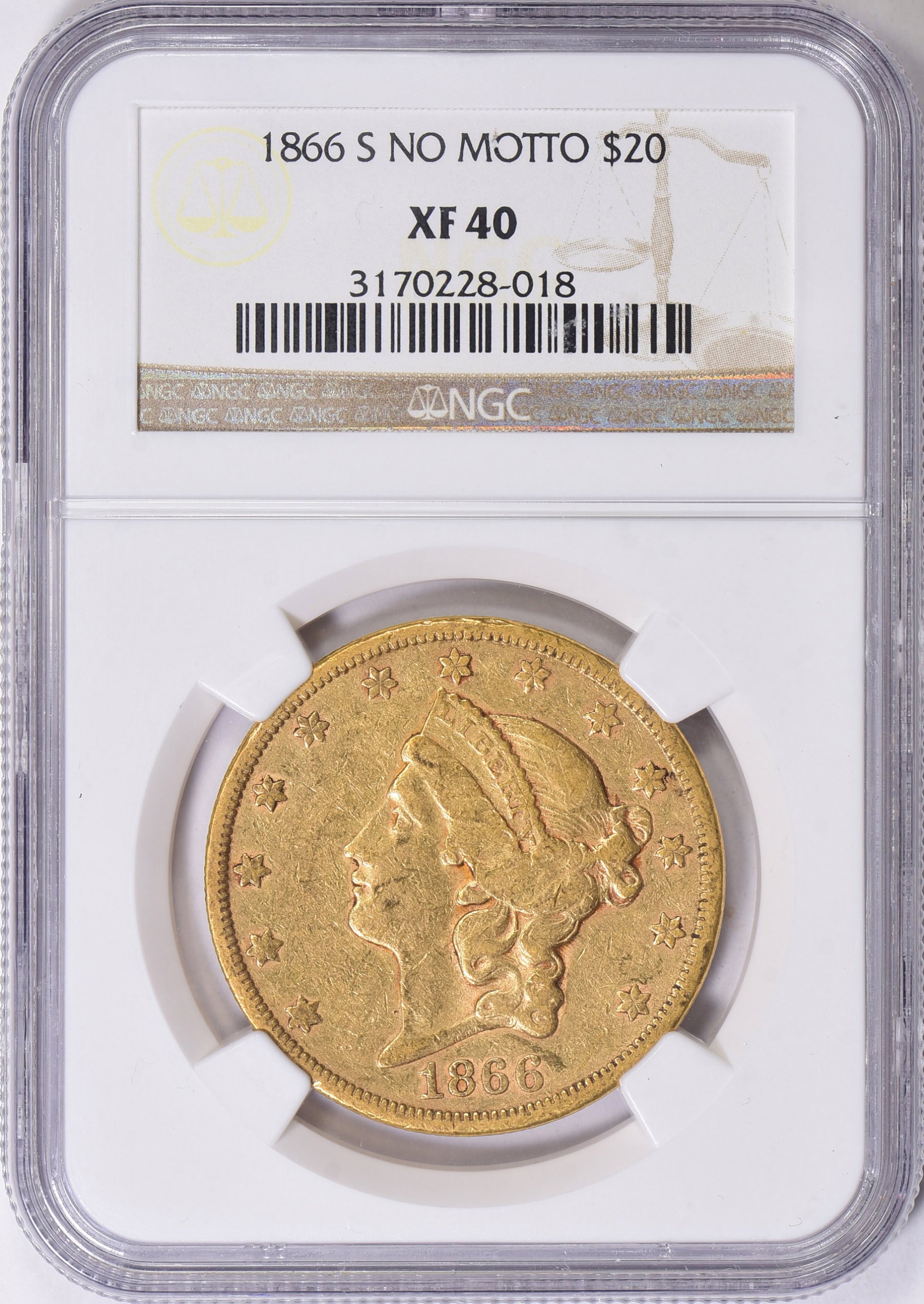 1866-S Liberty Gold Double Eagle No Motto NGC XF-40 (Item 1756483 ...