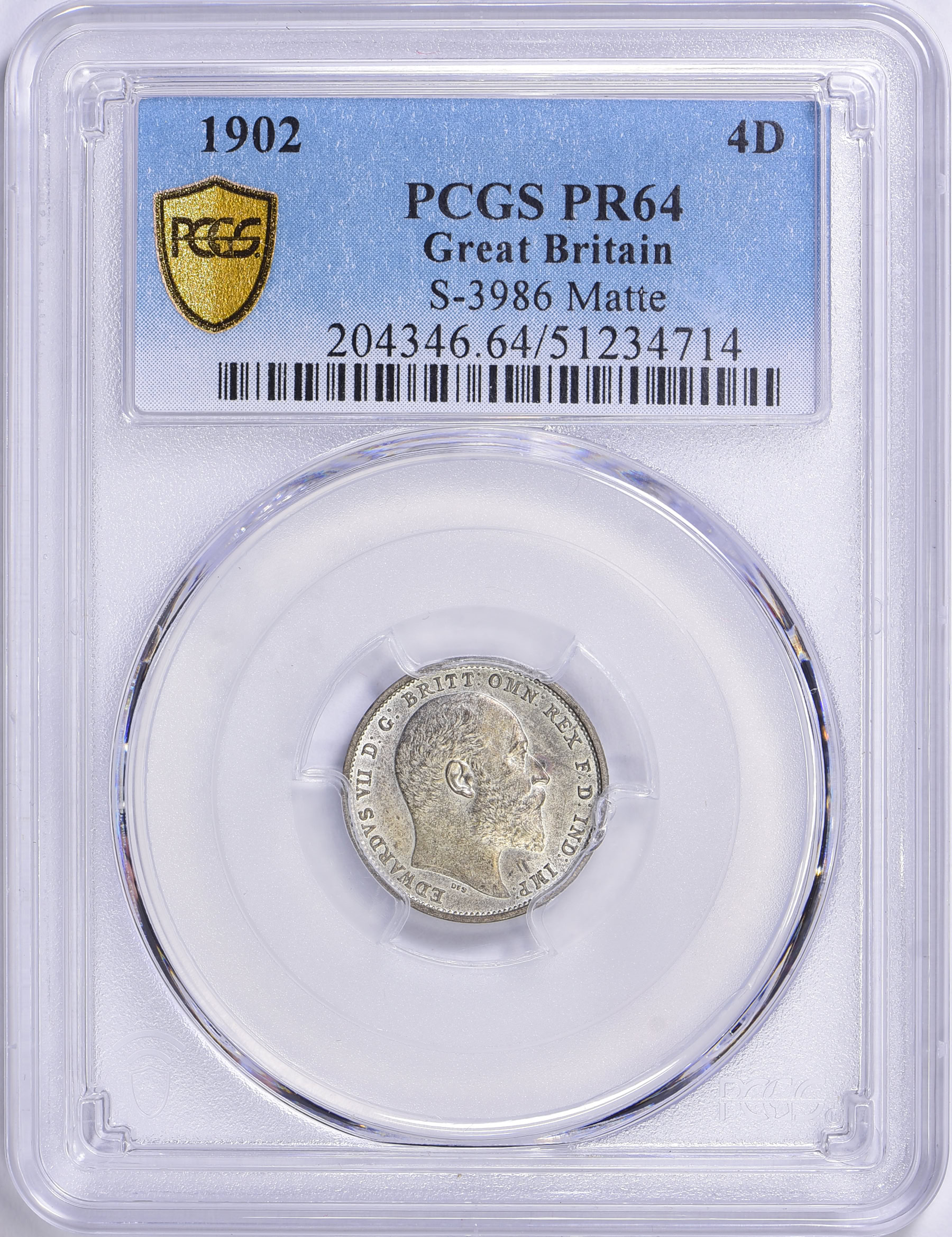 Great Britain 1902 Silver 4 Pence Matte KM-798 PCGS Proof-64 (Item ...