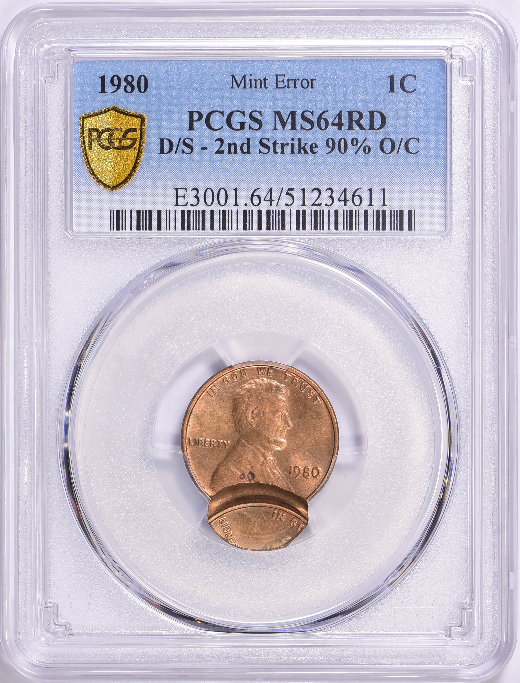Mint Error 1980 Lincoln Cent Double Struck Second Strike 90% Off Center ...