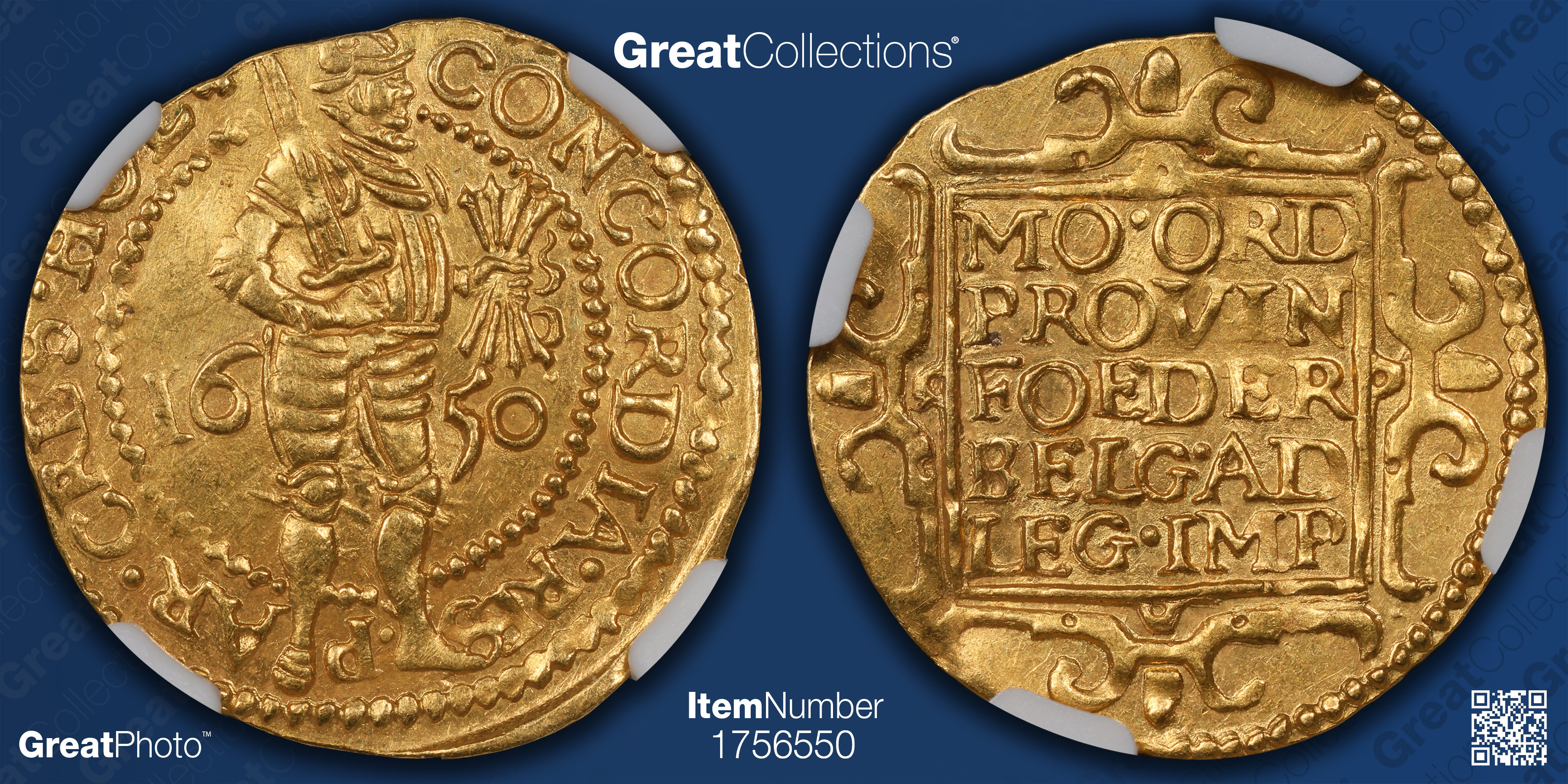 Netherlands - Holland 1650 Gold Ducat KM-12.1 NGC AU-55 (AGW = 0.1106 ...