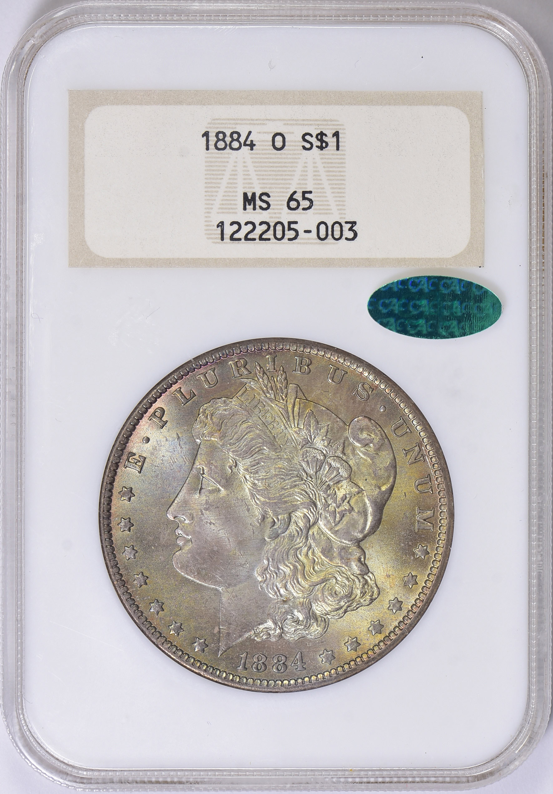 1884-O Morgan Silver Dollar NGC MS-65 (CAC Green) OH (Toned) (Item 1756564) | GreatCollections ...