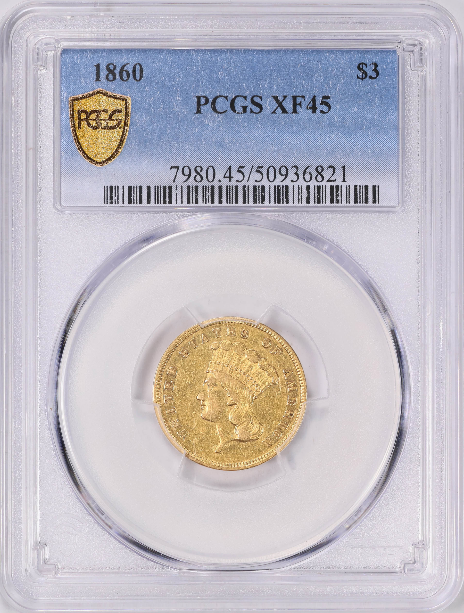 1860 Three-Dollar Gold Piece PCGS XF-45 (Item 1756575 ...