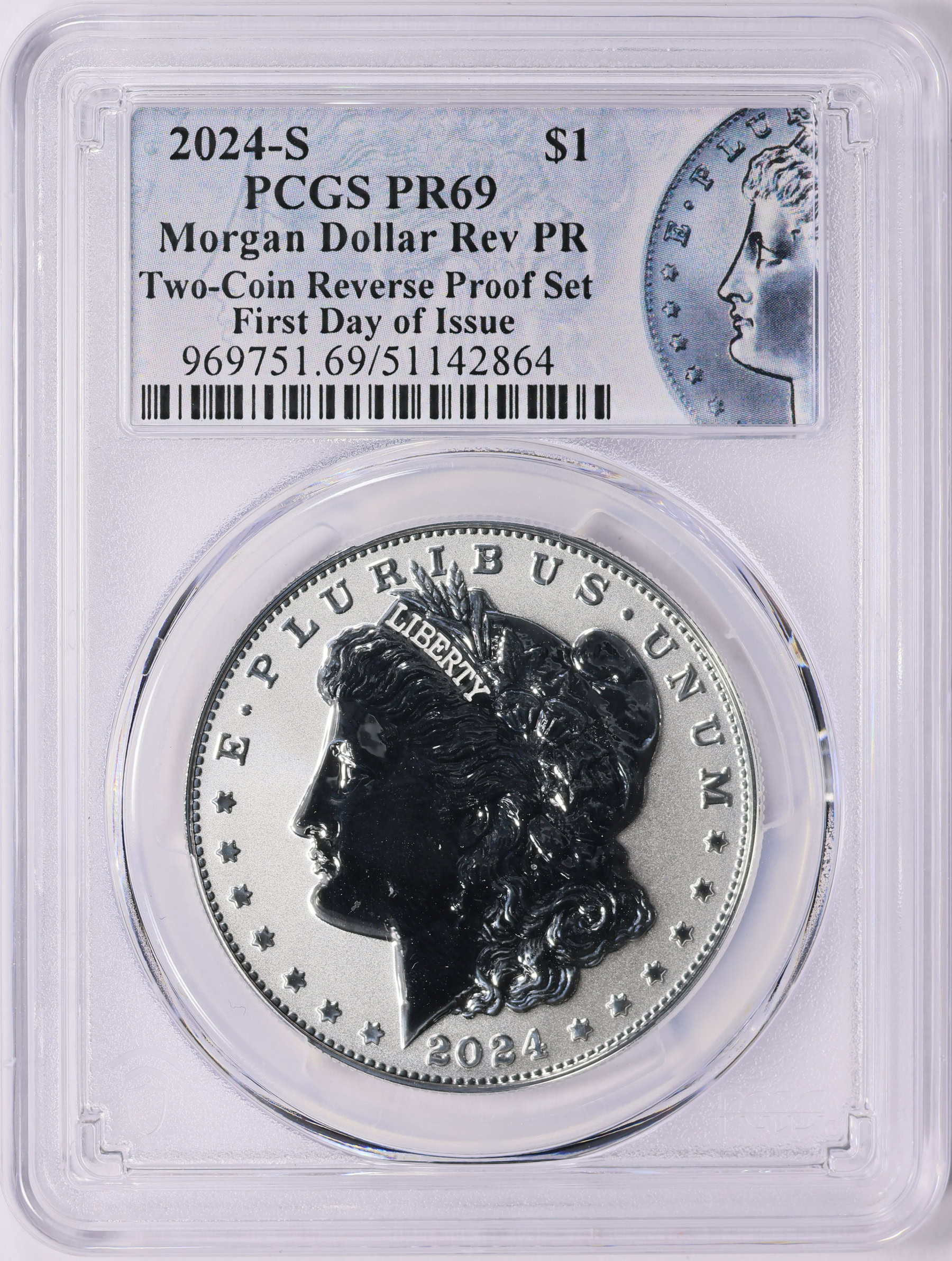 2024-S Morgan Silver Dollar Reverse Proof First Day of Issue PCGS Proof ...