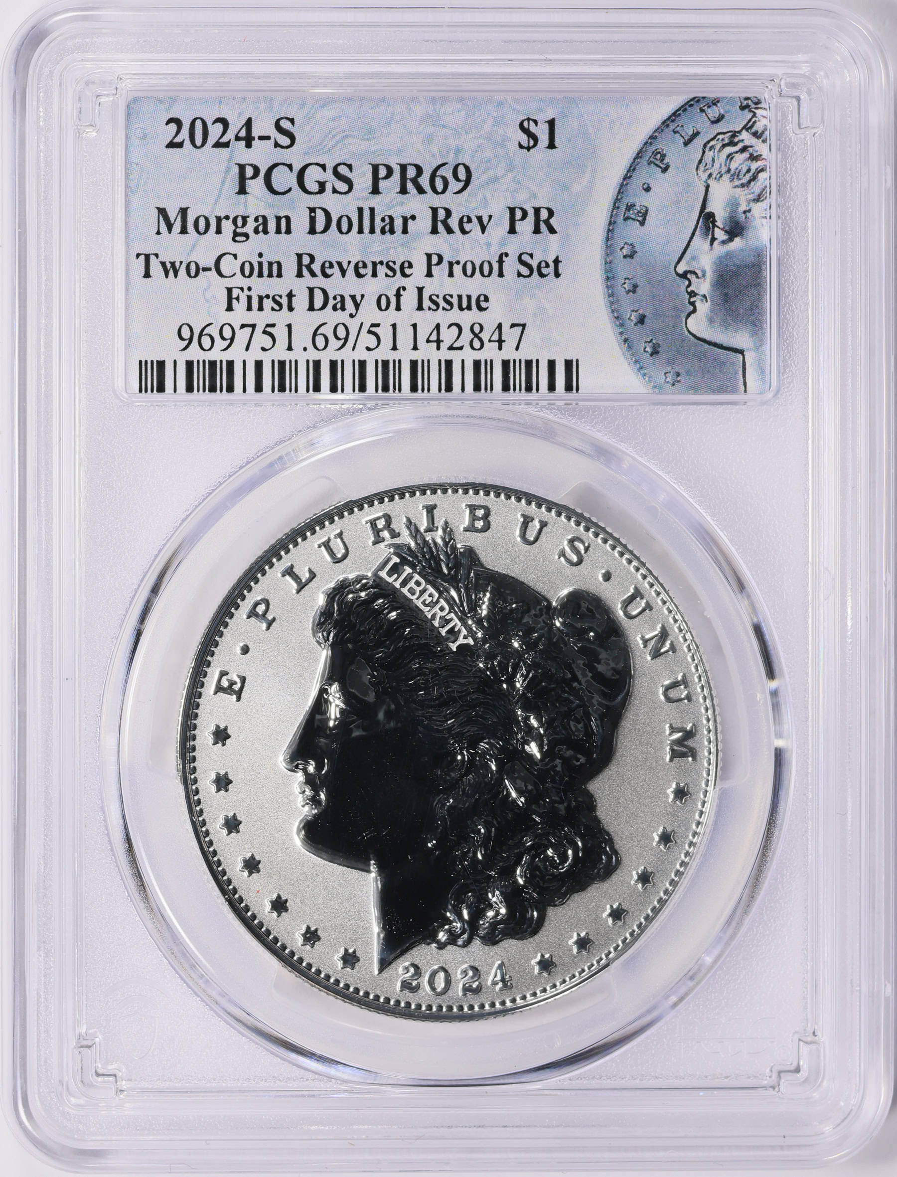 2024-S Morgan Silver Dollar Reverse Proof First Day of Issue PCGS Proof ...