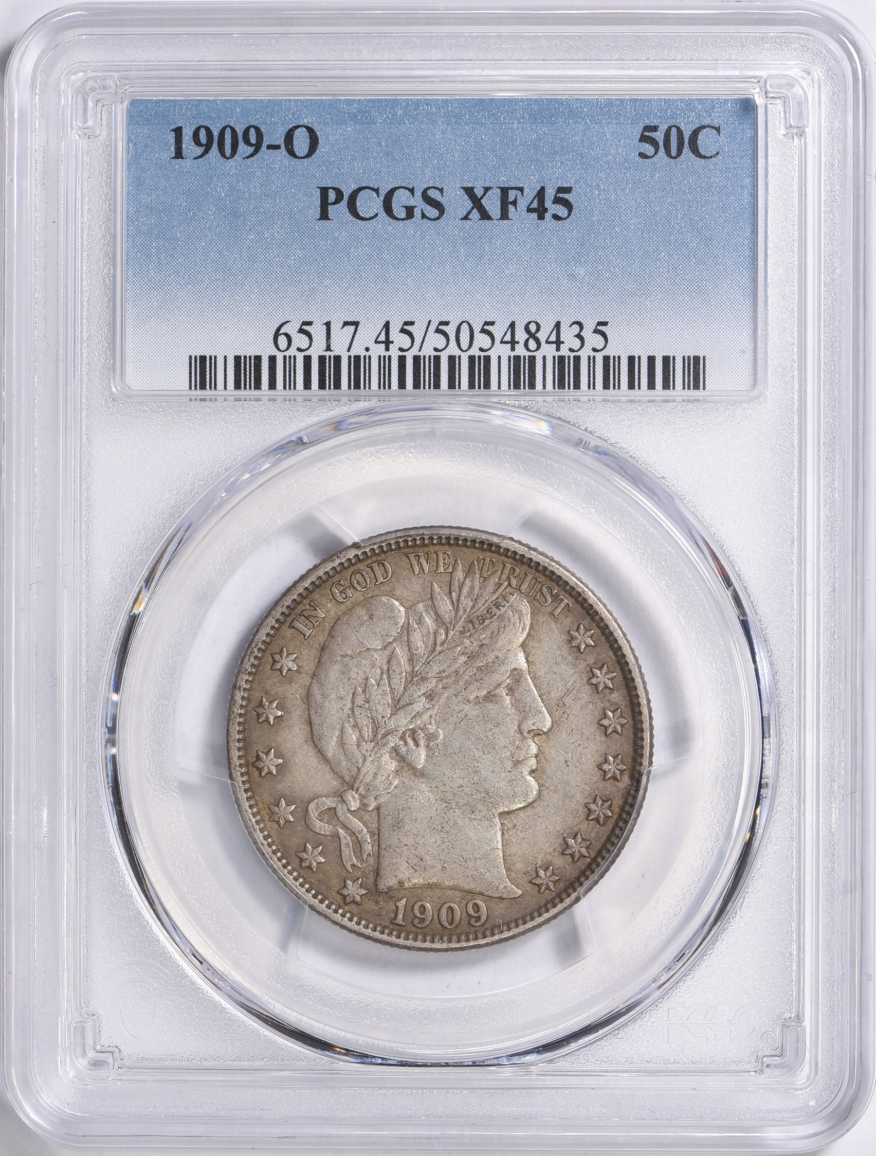 1909-O Barber Half Dollar PCGS XF-45 (Item 1756636) | GreatCollections Coin Auctions