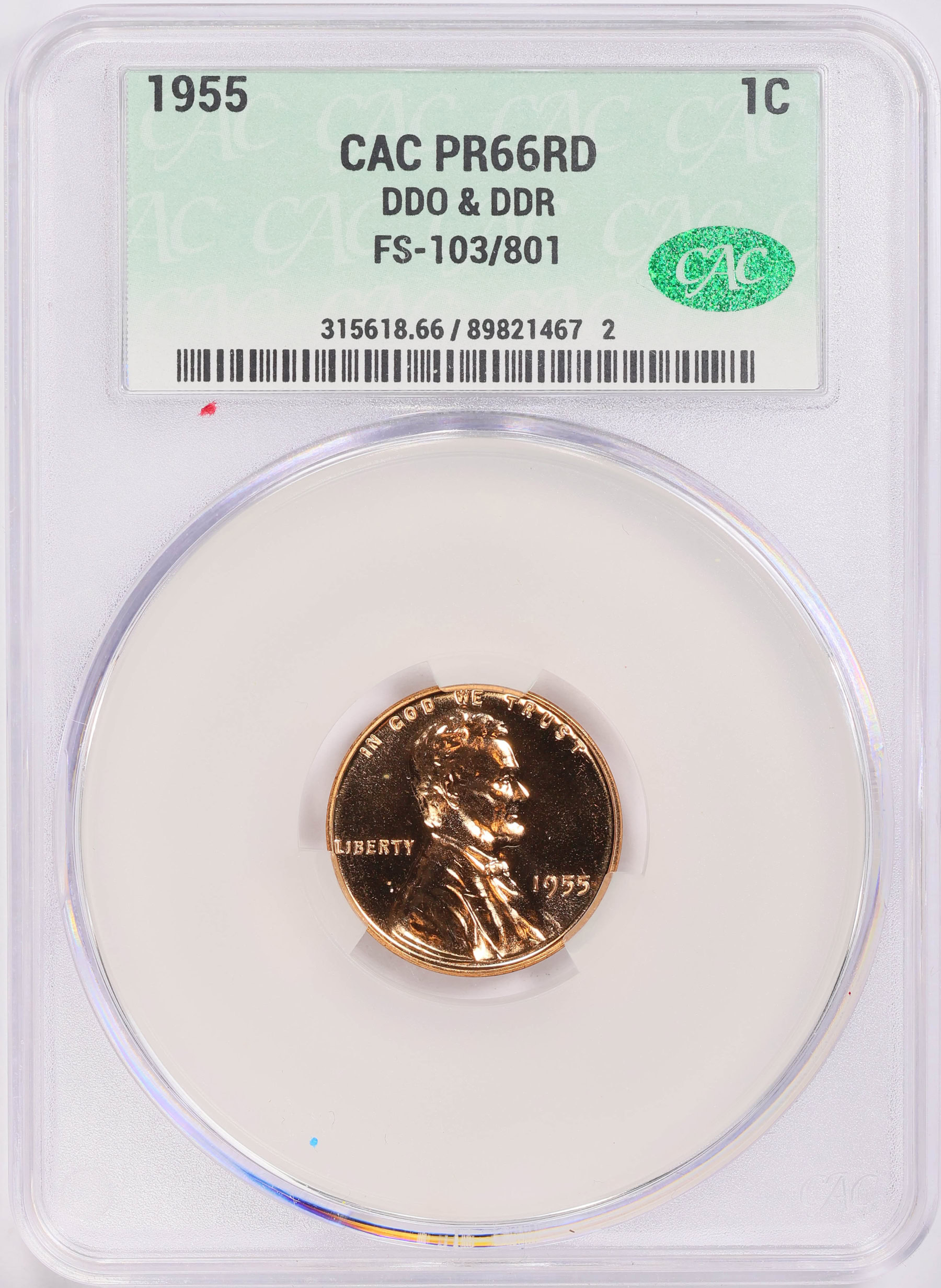 1955 Lincoln Cent DDO & DDR FS-103/801 CACG Proof-66 RD (Item 1756651 ...