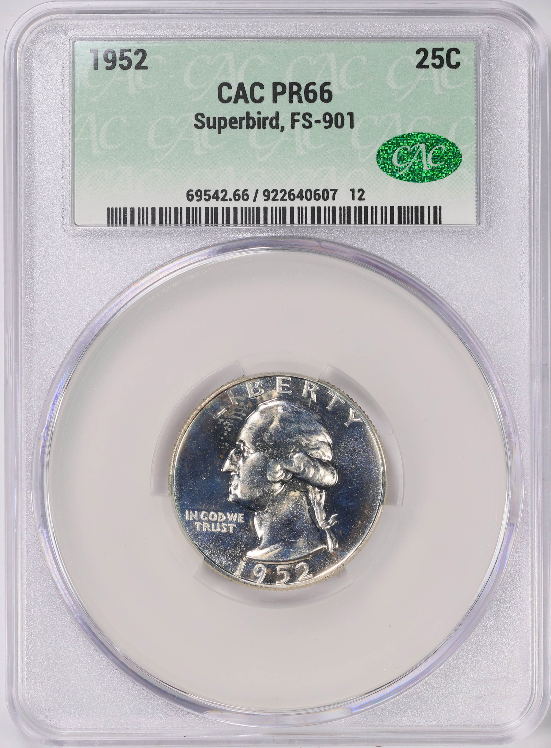 1952 Washington Quarter Superbird FS-901 CACG Proof-66 (Item 1756657 ...