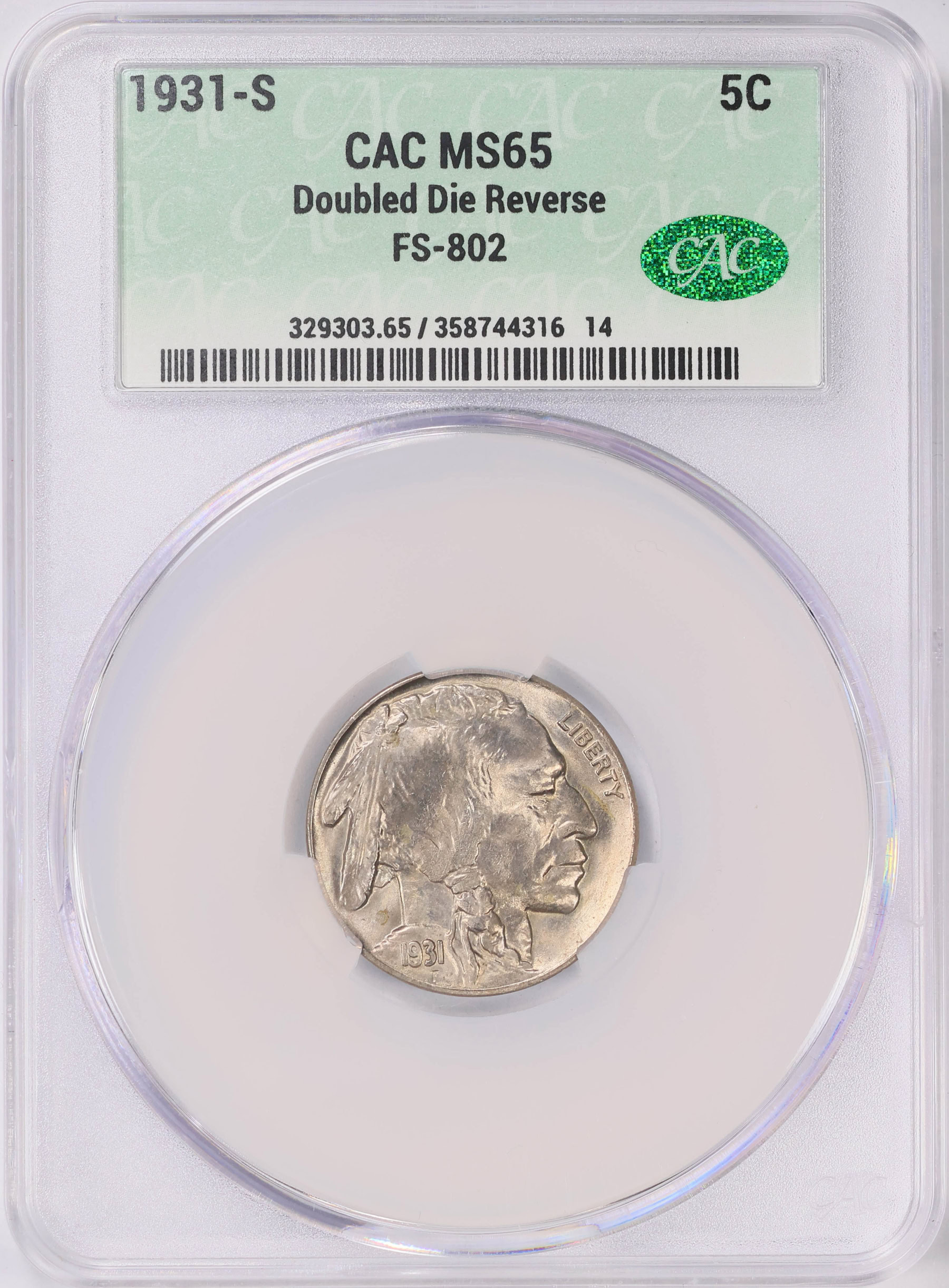 1931-S Buffalo Nickel DDR FS-802 CACG MS-65 (Item 1756662 ...