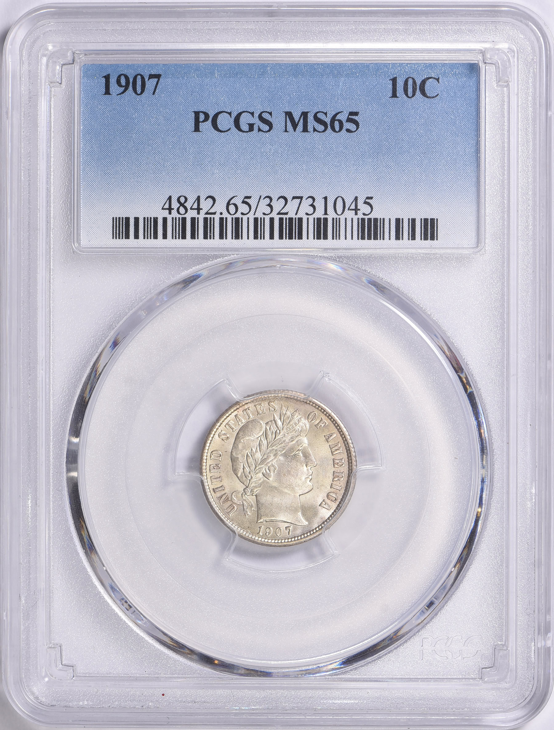 1907 Barber Dime PCGS MS-65 (Item 1756674) | GreatCollections Coin Auctions
