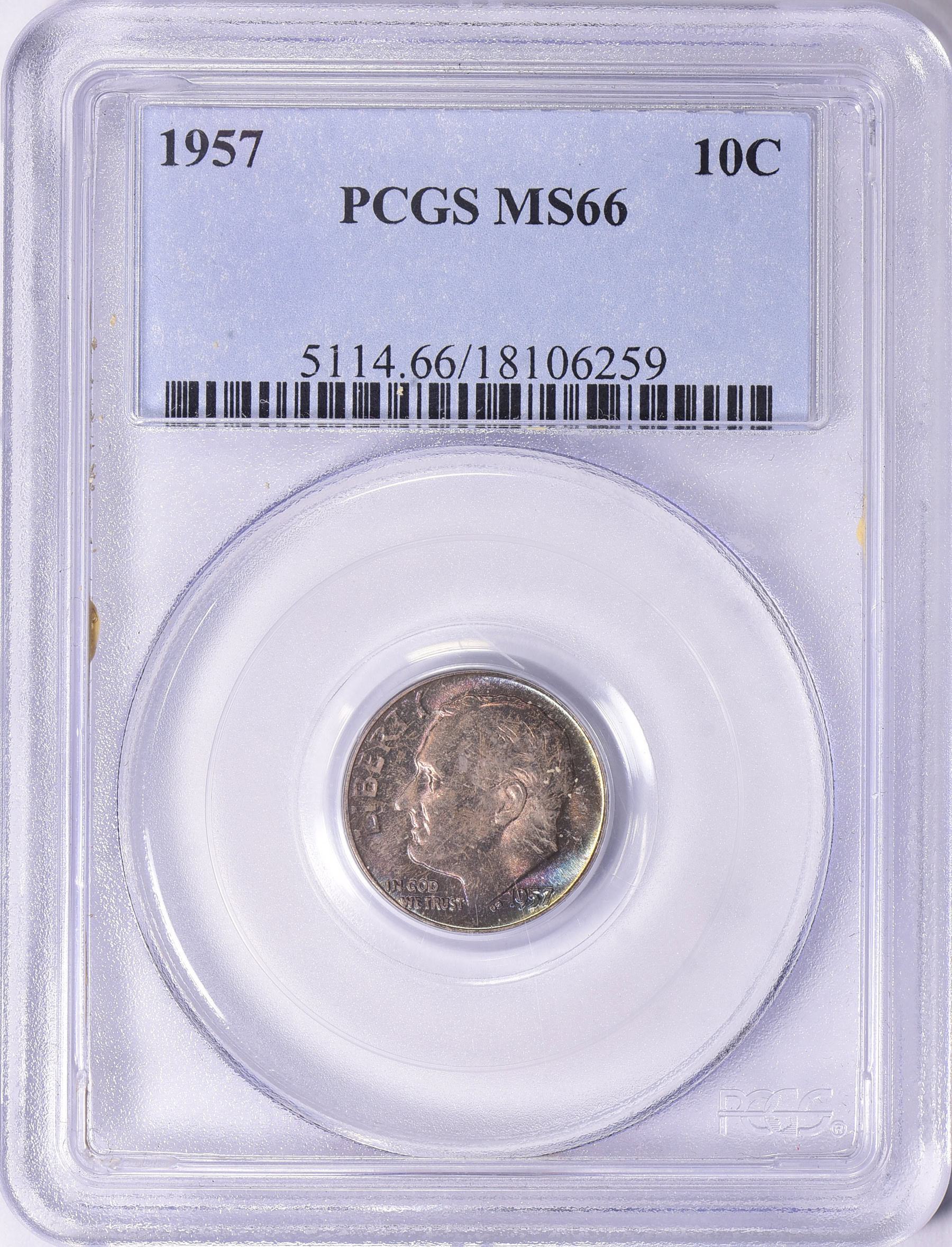 1957 Roosevelt Dime PCGS MS-66 (Toned) (Item 1756728 ...