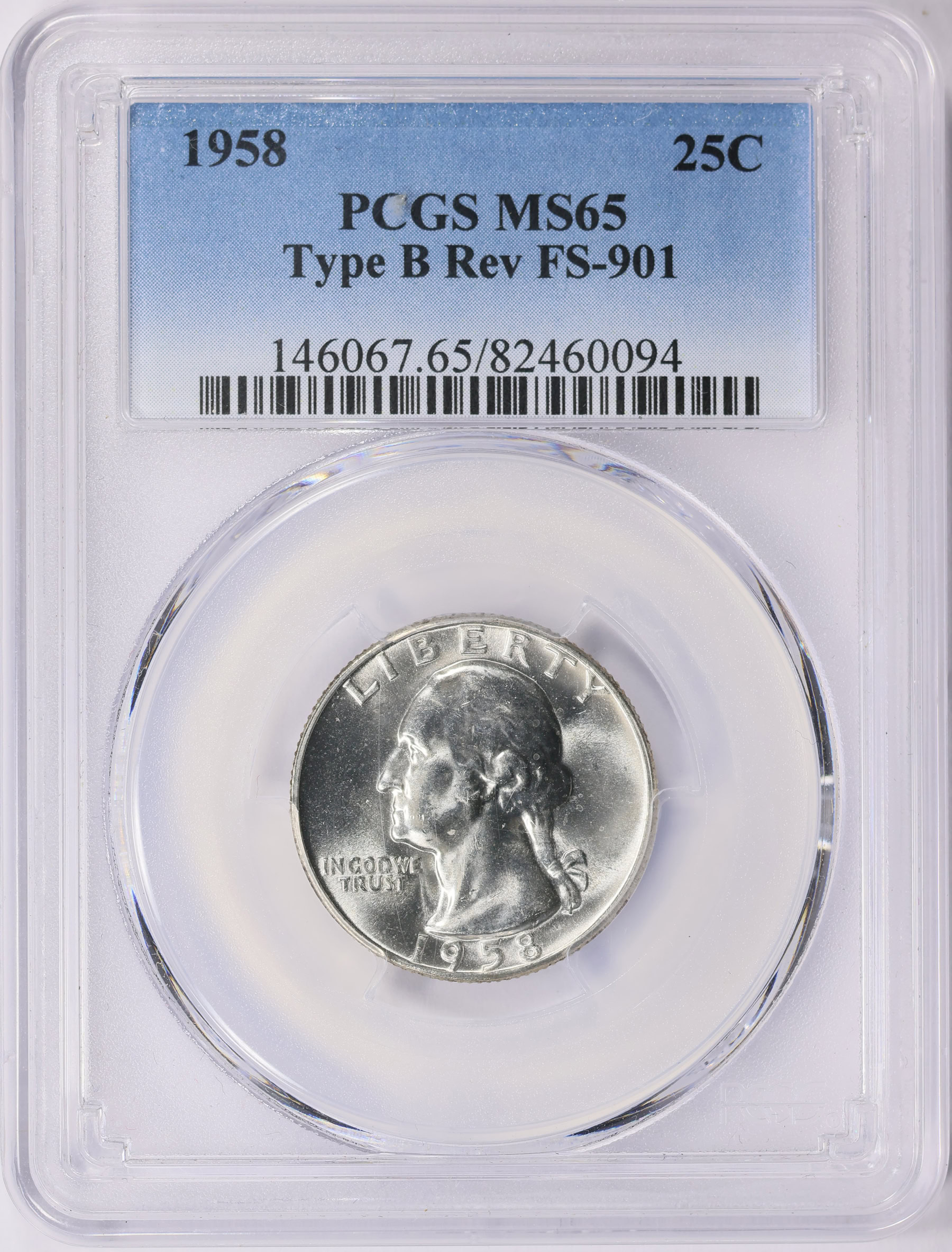 1958 Washington Quarter Type B Reverse FS-901 PCGS MS-65 (Item 1756744) | GreatCollections Coin ...