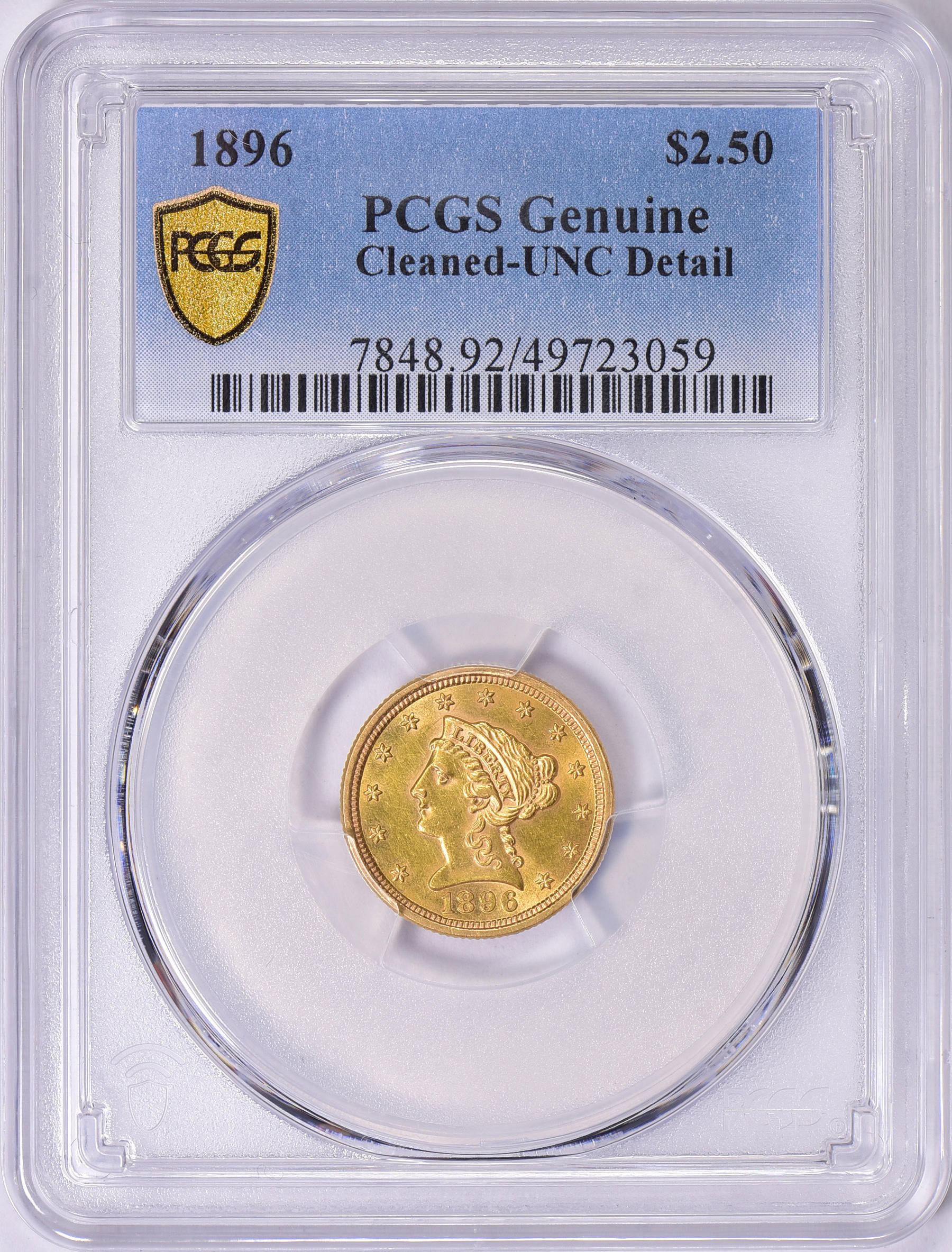 1896 Liberty Gold Quarter Eagle PCGS Genuine Unc Details (Item 1756788) | GreatCollections Coin ...