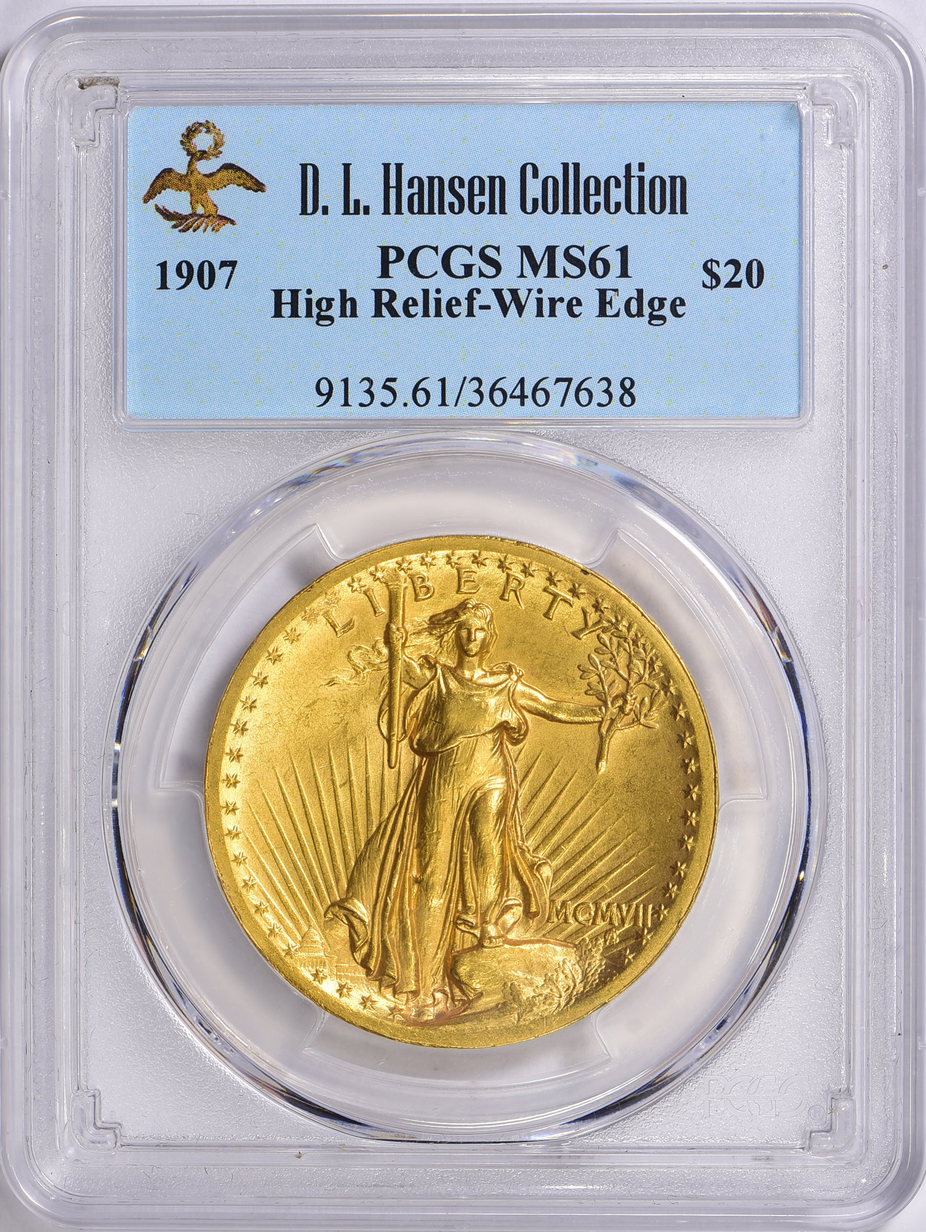 1907 Saint-Gaudens Gold Double Eagle MCMVII, High Relief, Wire Edge ...