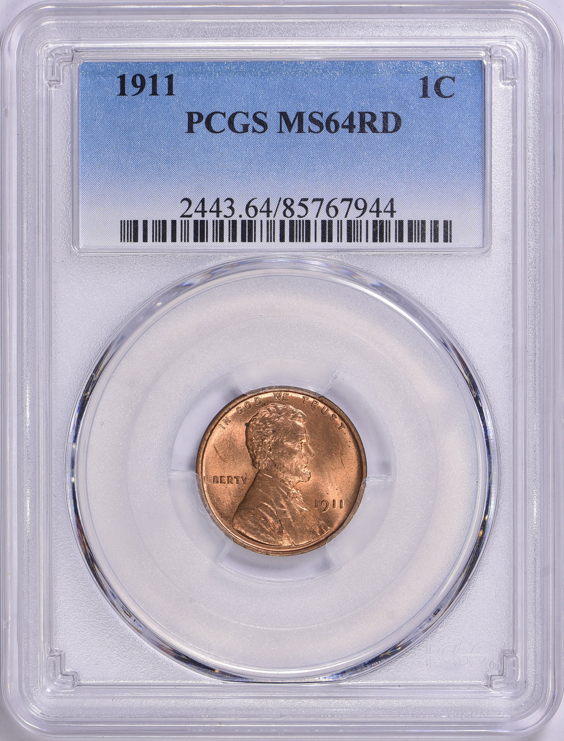 1911 Lincoln Cent PCGS MS-64 RD (Item 1756849) | GreatCollections Coin Auctions