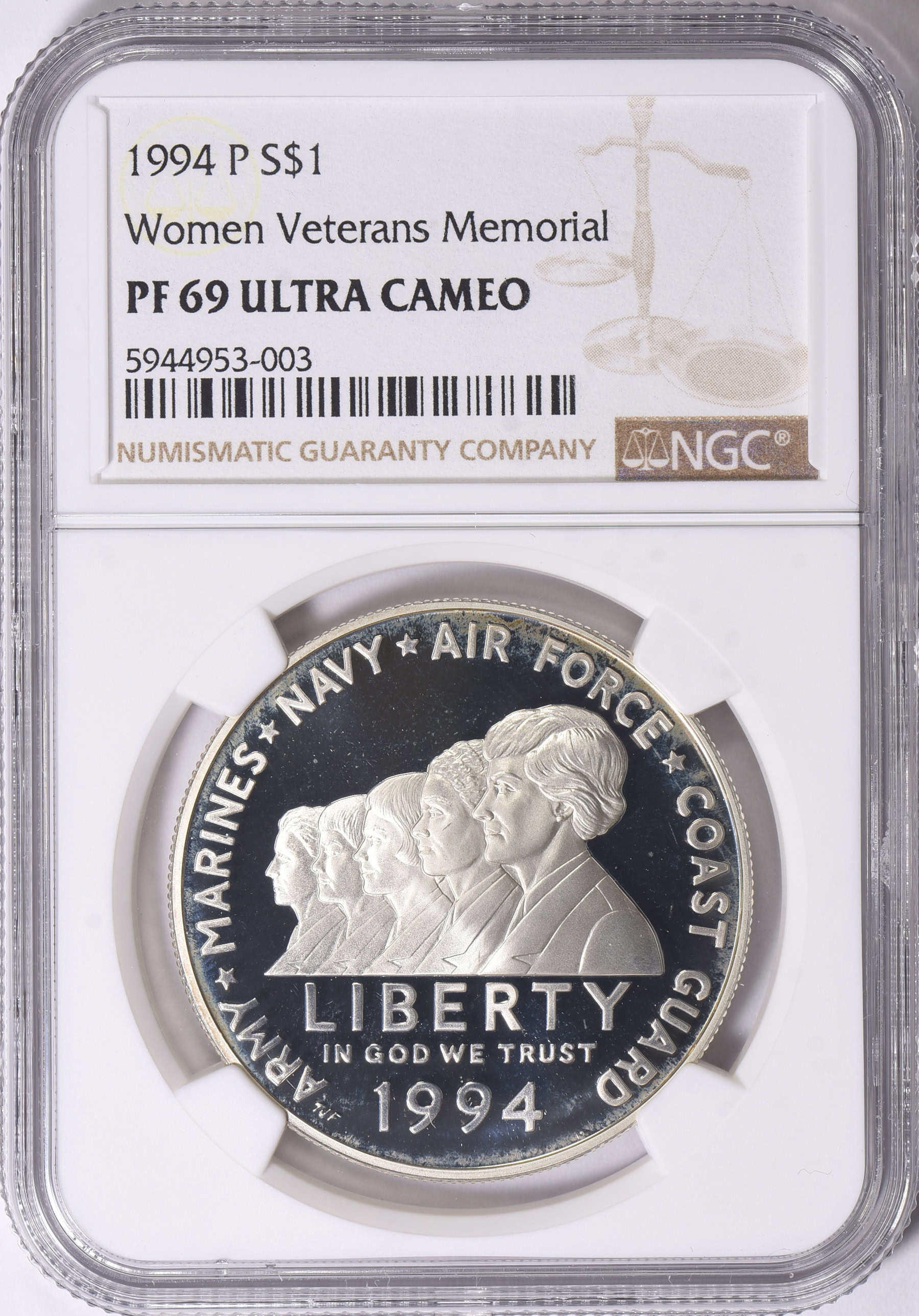 1994-P Women in Military Service Memorial Silver Dollar NGC Proof-69 UC ...