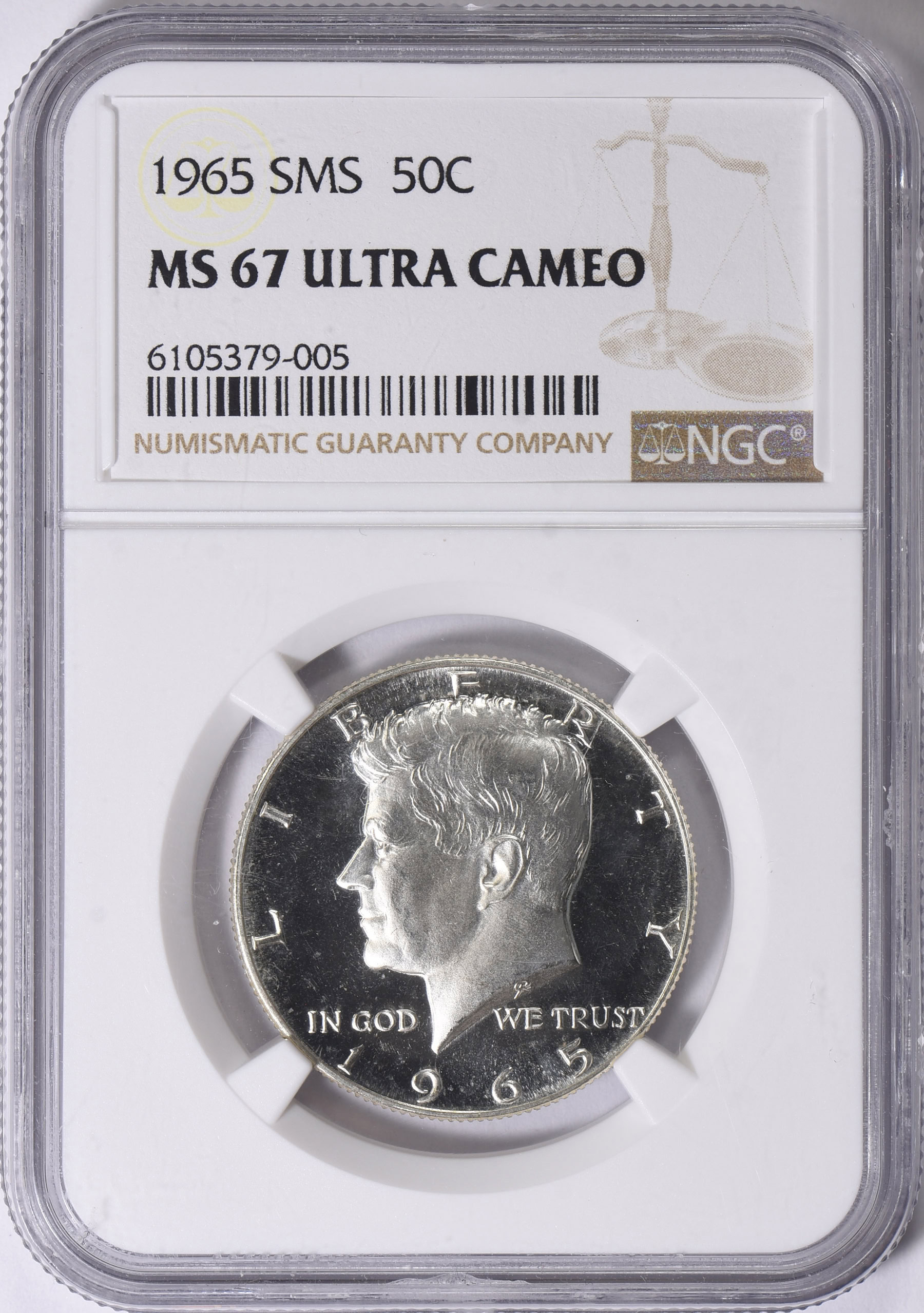 1965 Kennedy Half Dollar SMS NGC MS-67 UC (Item 1756997) | GreatCollections Coin Auctions