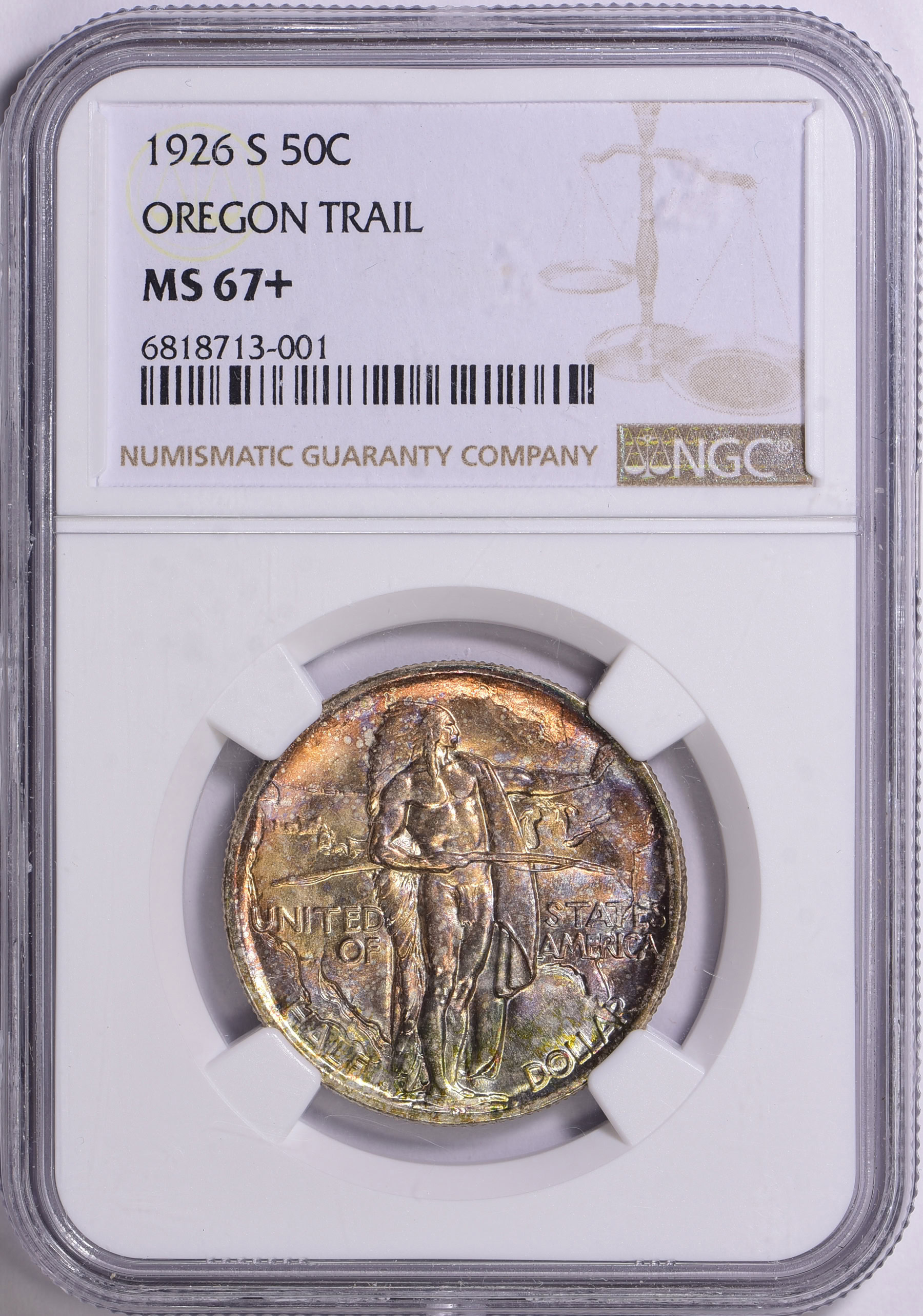 1926-S Oregon Trail Memorial Half Dollar NGC MS-67+ (Toned) (Item ...