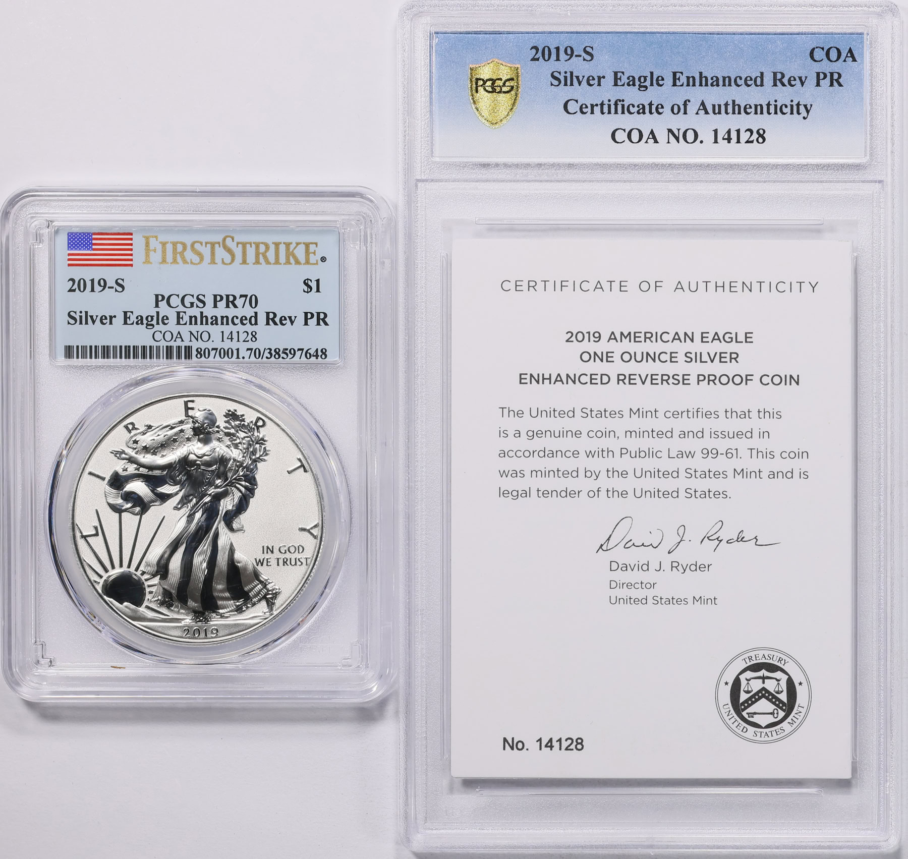 2019-S $1 Silver Eagle Enhanced Reverse Proof First Strike PCGS Proof ...