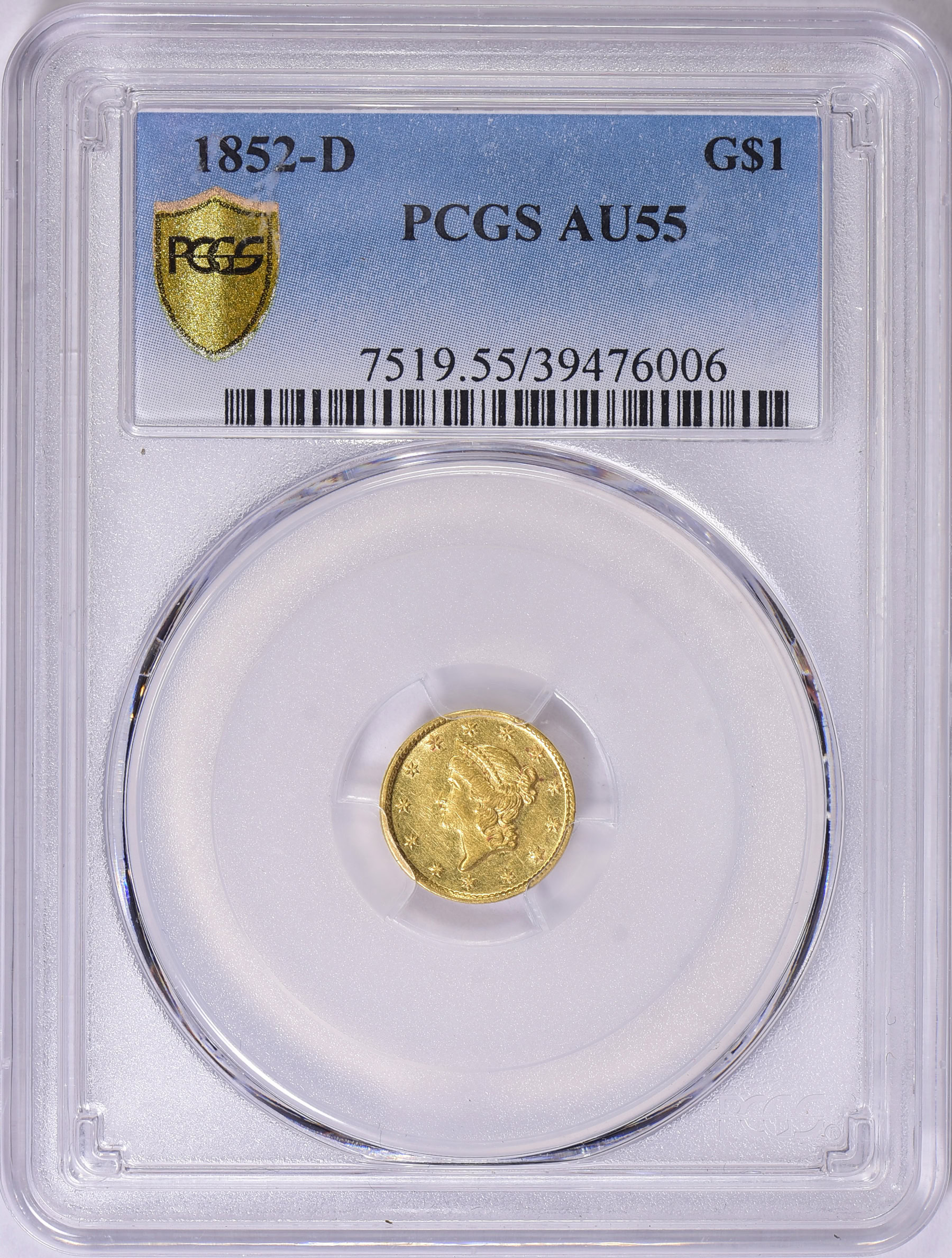 1852-D Liberty Gold Dollar PCGS AU-55 (Item 1757166) | GreatCollections Coin Auctions
