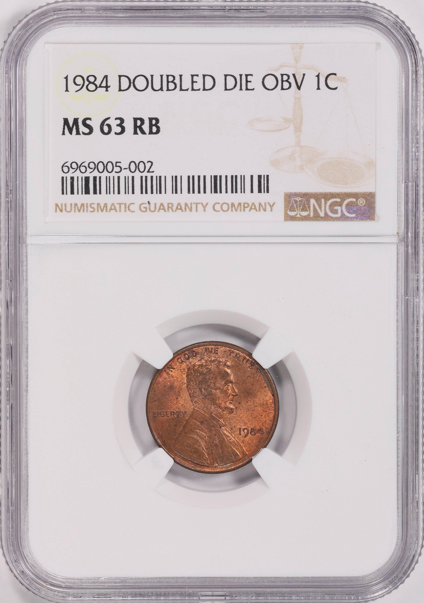 1984 Lincoln Cent Doubled Die Obverse NGC MS-63 RB (Item 1757181) | GreatCollections Coin Auctions