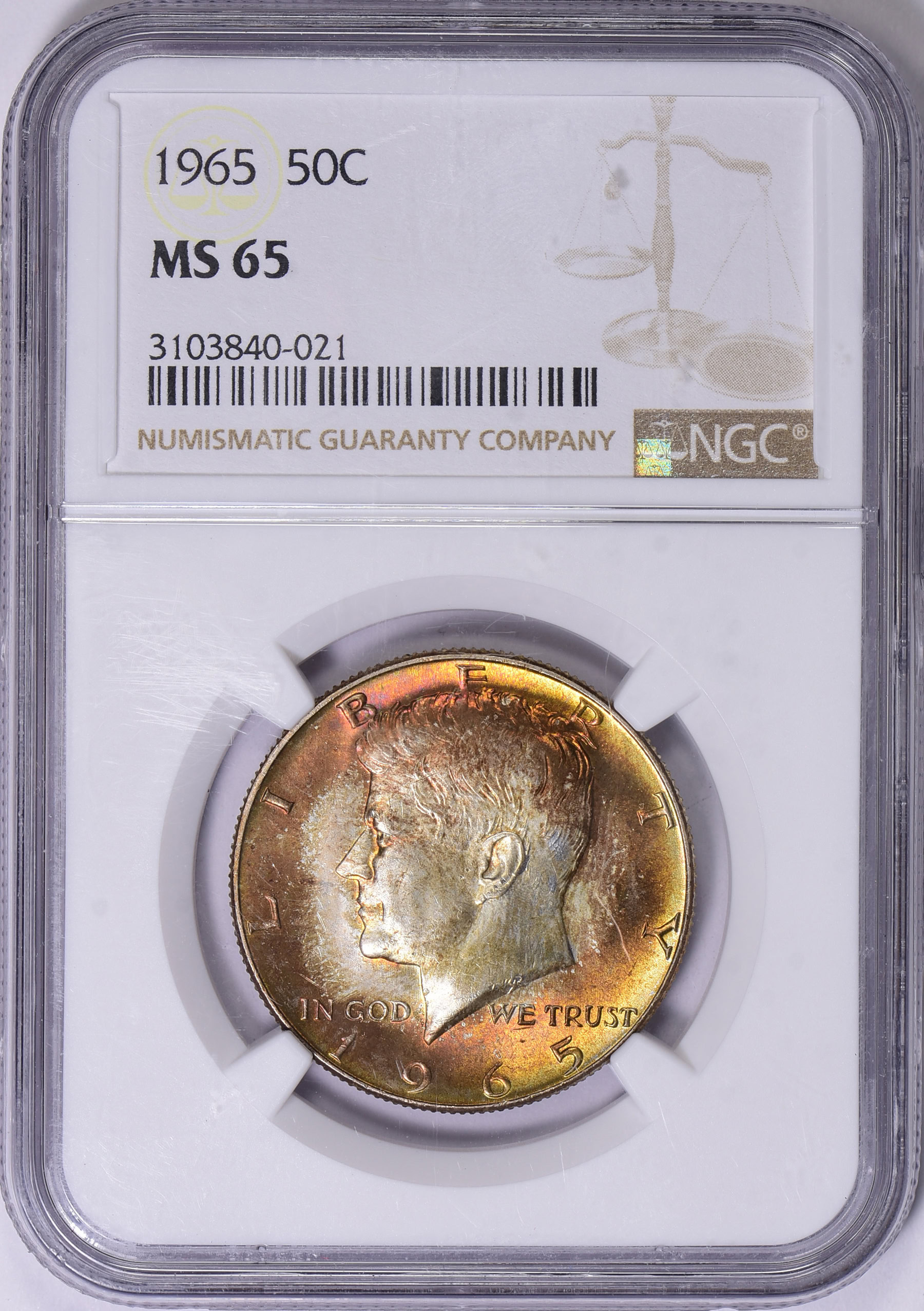 1965 Kennedy Half Dollar NGC MS-65 (Toned) (Item 1757204) | GreatCollections Coin Auctions