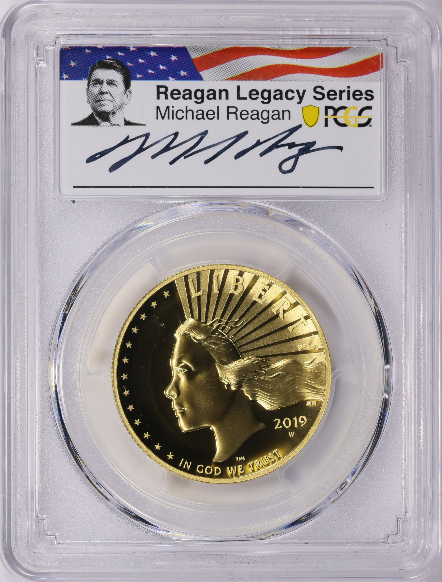 2019-W Gold $100 American Liberty High Relief Enhanced Reagan Legacy Series PCGS SP-70 PL ...