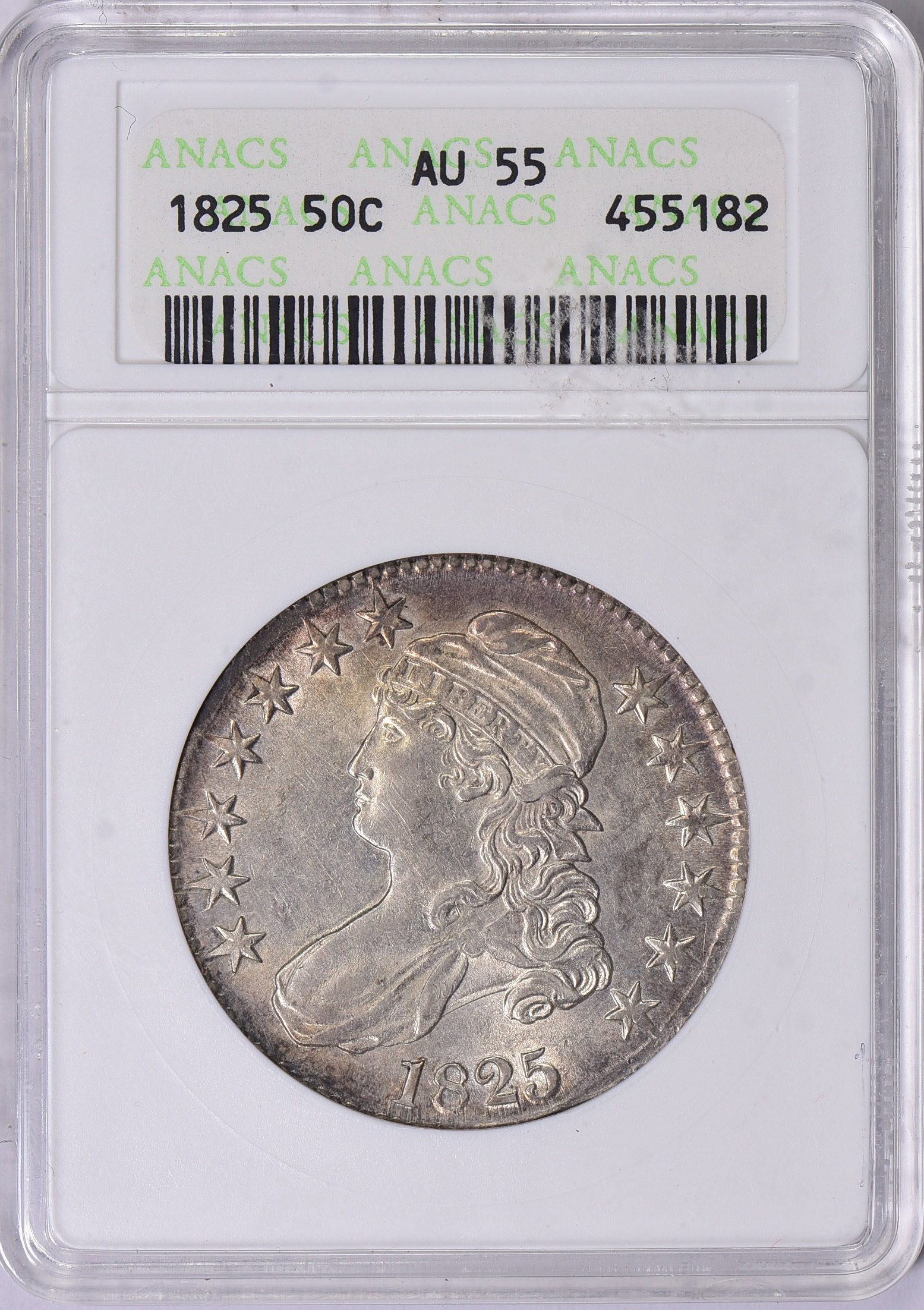 1825 Capped Bust Half Dollar ANACS AU-55 OH (Item 1757241) | GreatCollections Coin Auctions