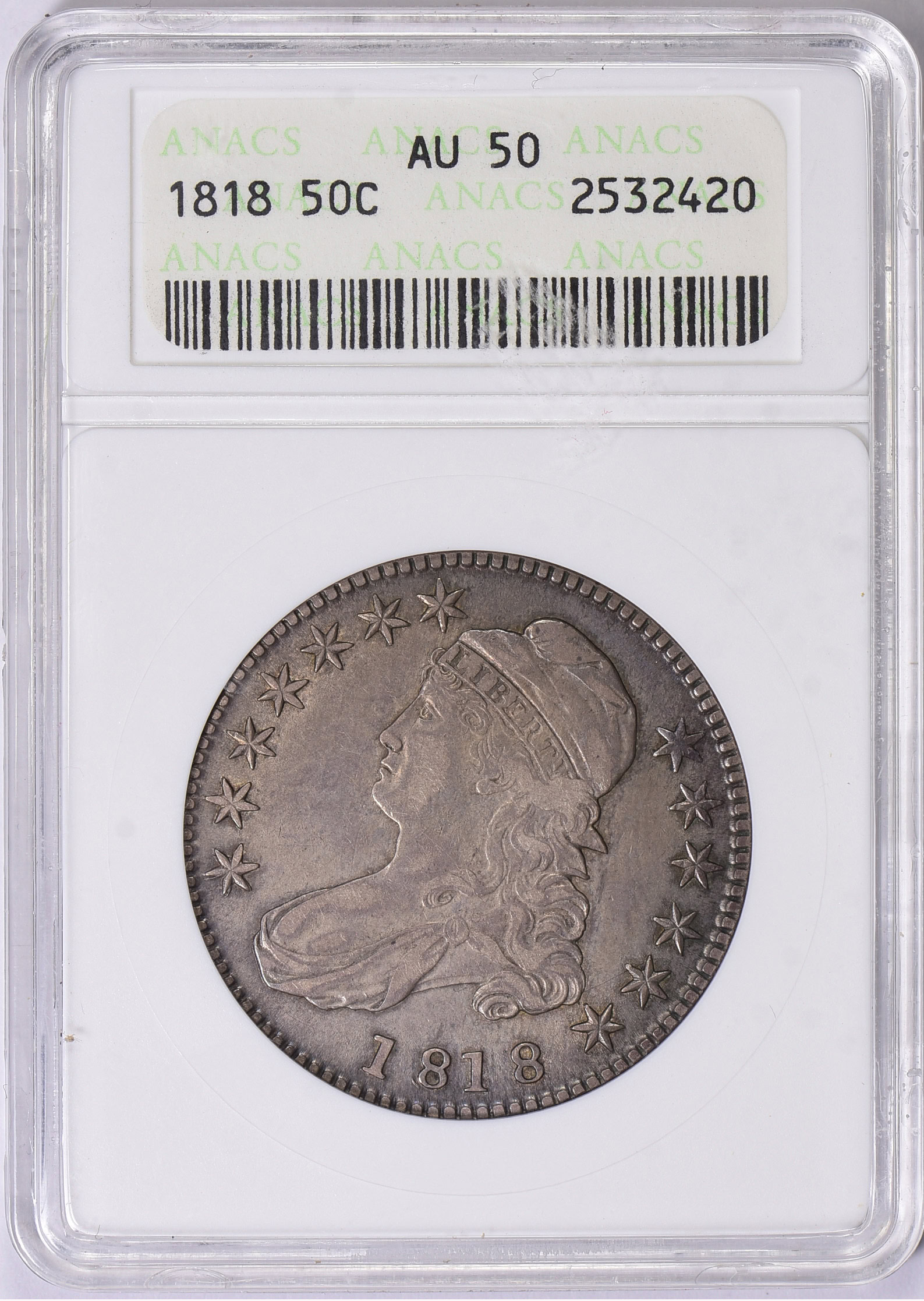 1818 Capped Bust Half Dollar ANACS AU-50 OH (Item 1757242 ...