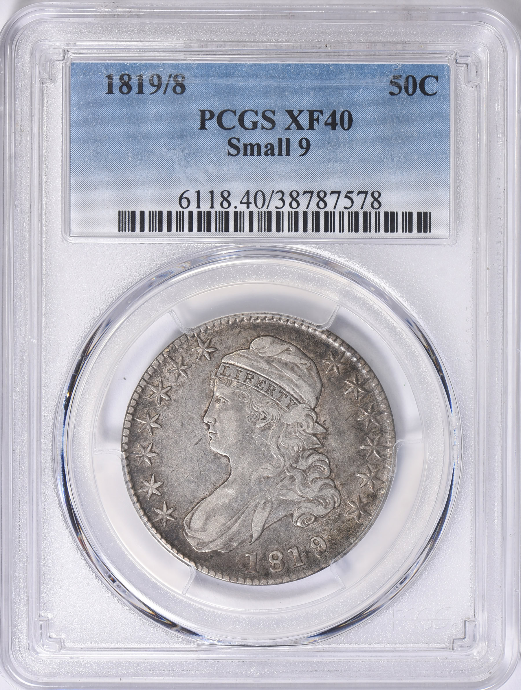 1819/8 Capped Bust Half Dollar Small 9 PCGS XF-40 (Item 1757252 ...