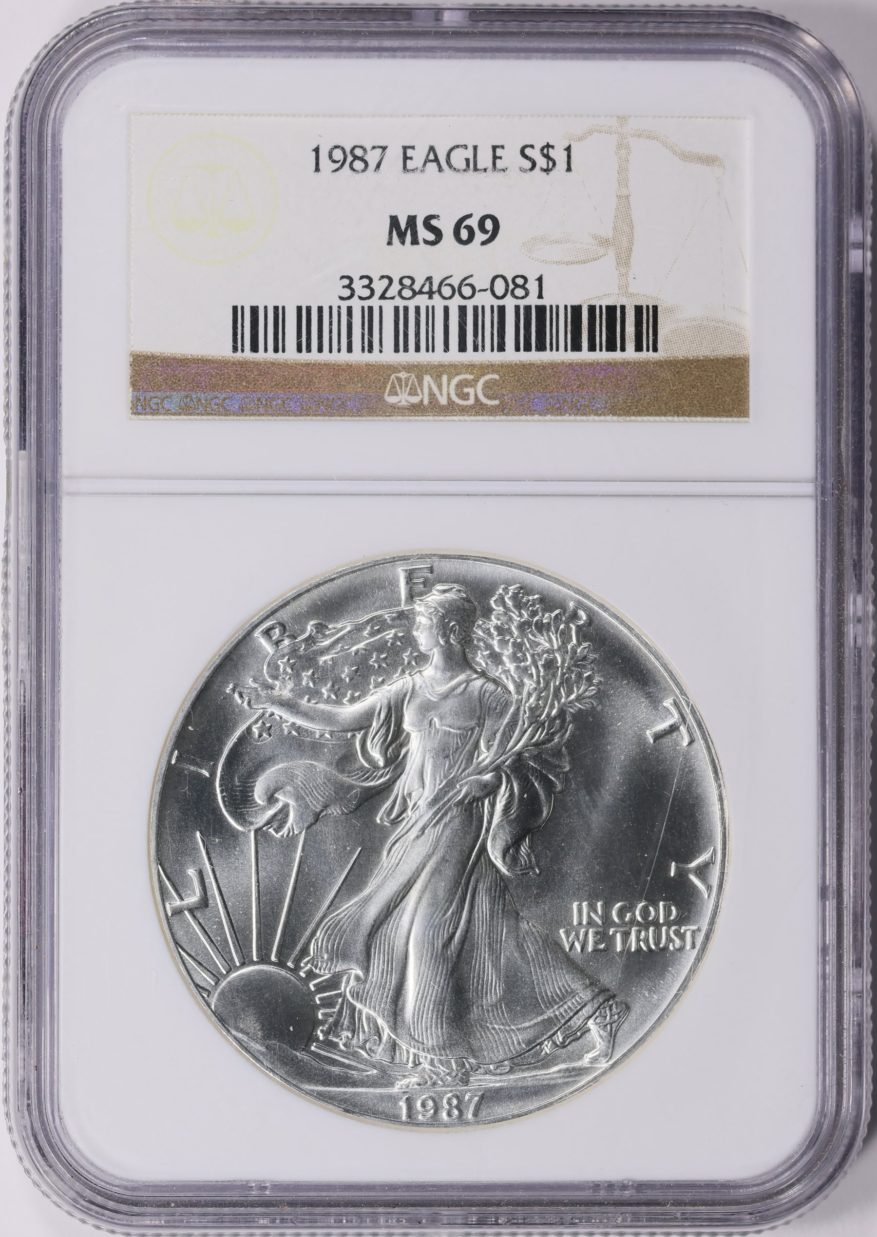 1987 $1 Silver Eagle NGC MS-69 (Item 1757264) | GreatCollections Coin ...