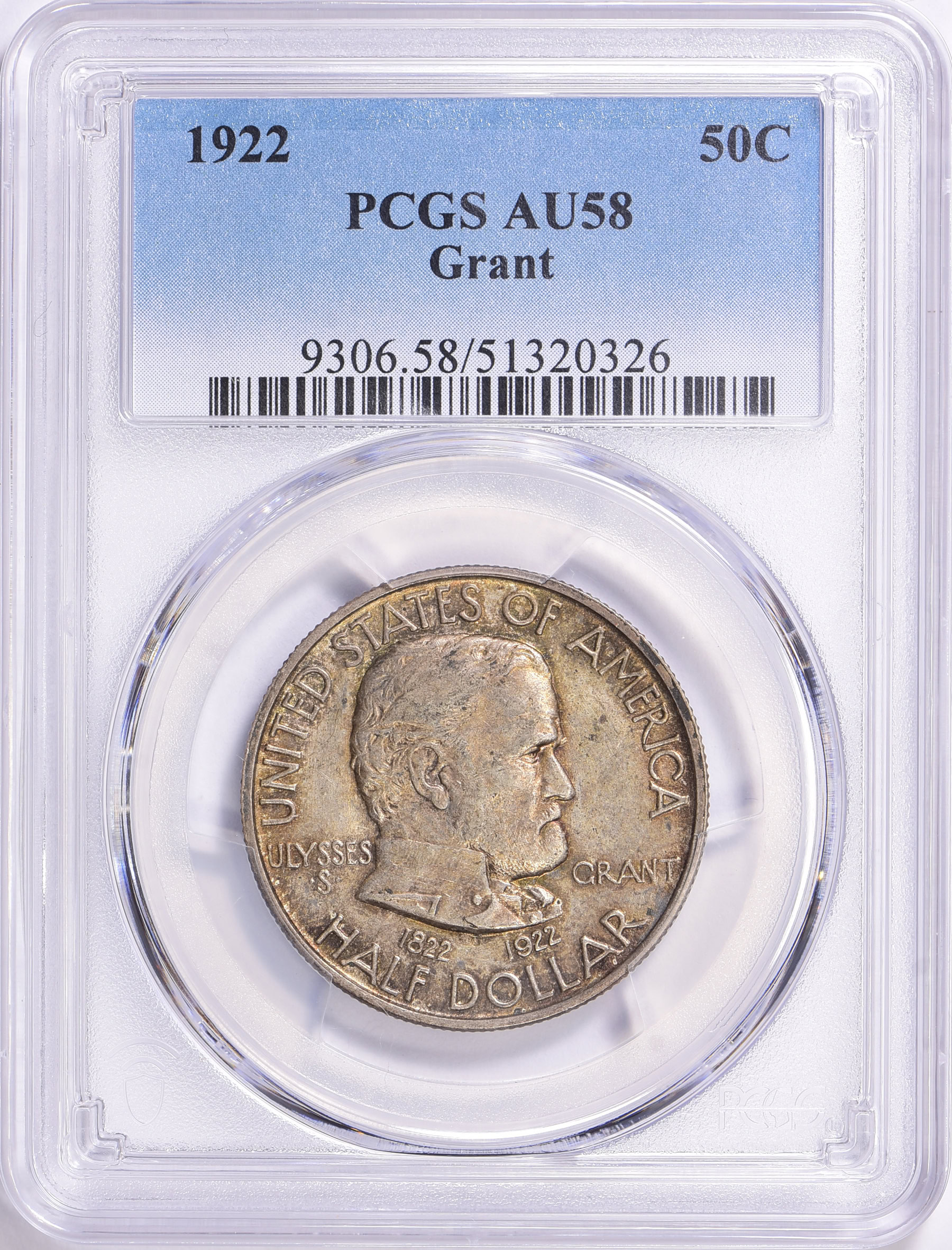 1922 Grant Memorial Half Dollar PCGS AU-58 (Toned) (Item 1757283 ...