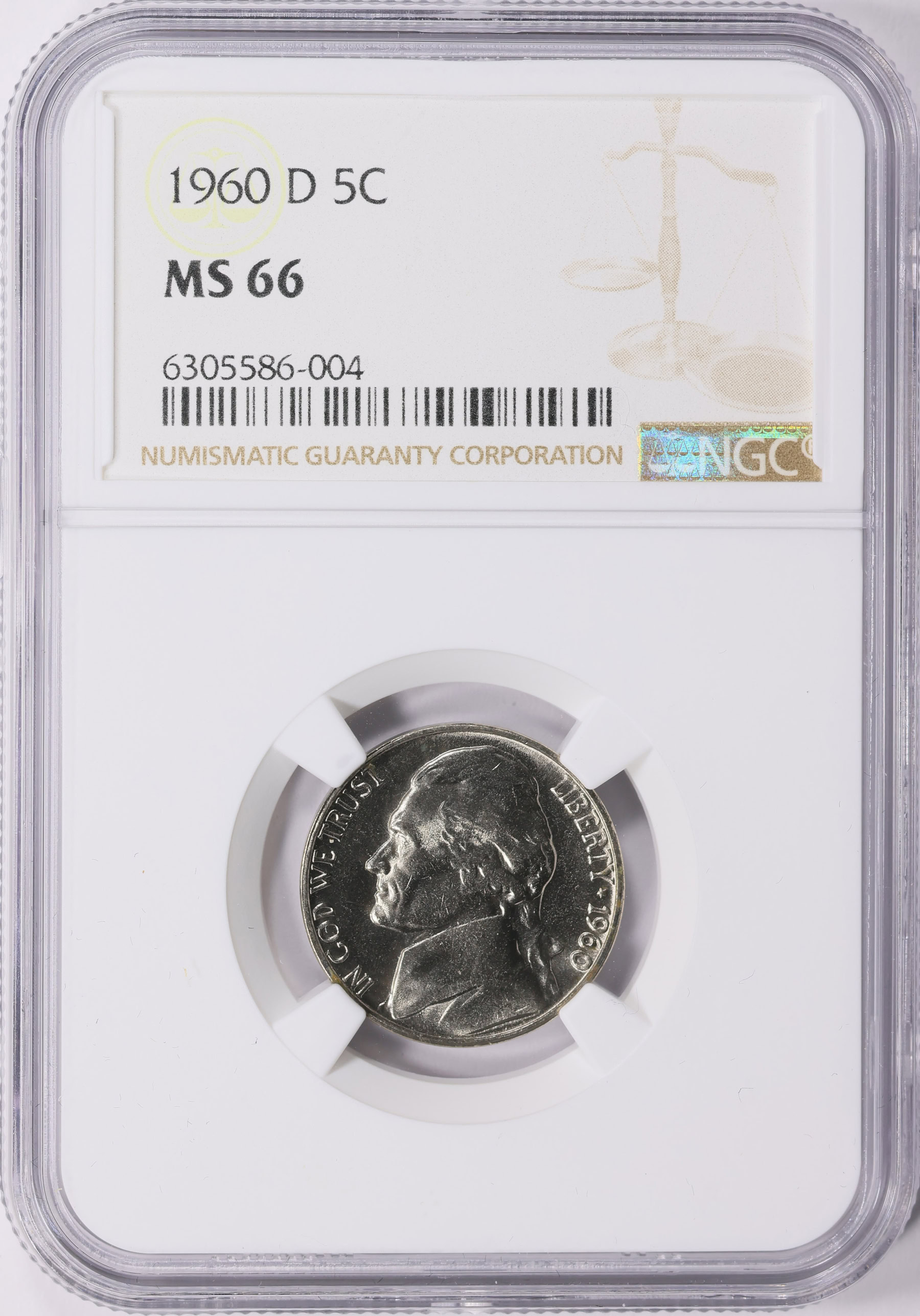 1960-D Jefferson Nickel NGC MS-66 (Item 1757301) | GreatCollections ...