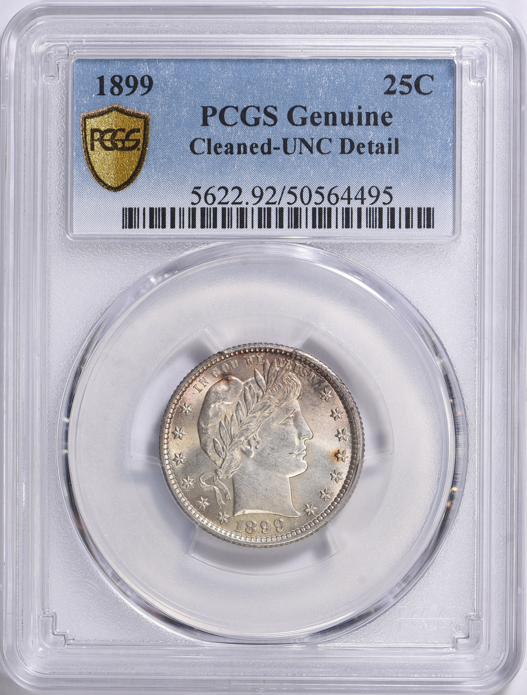 1899 Barber Quarter PCGS Genuine Unc Details (Item 1757366) | GreatCollections Coin Auctions