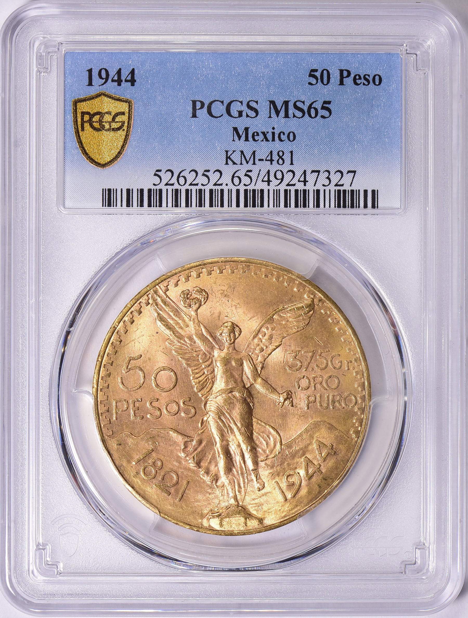 Mexico 1944 Gold 50 Pesos KM-481 PCGS MS-65 (AGW = 1.2057 Oz.) (Item 1757457) | GreatCollections ...