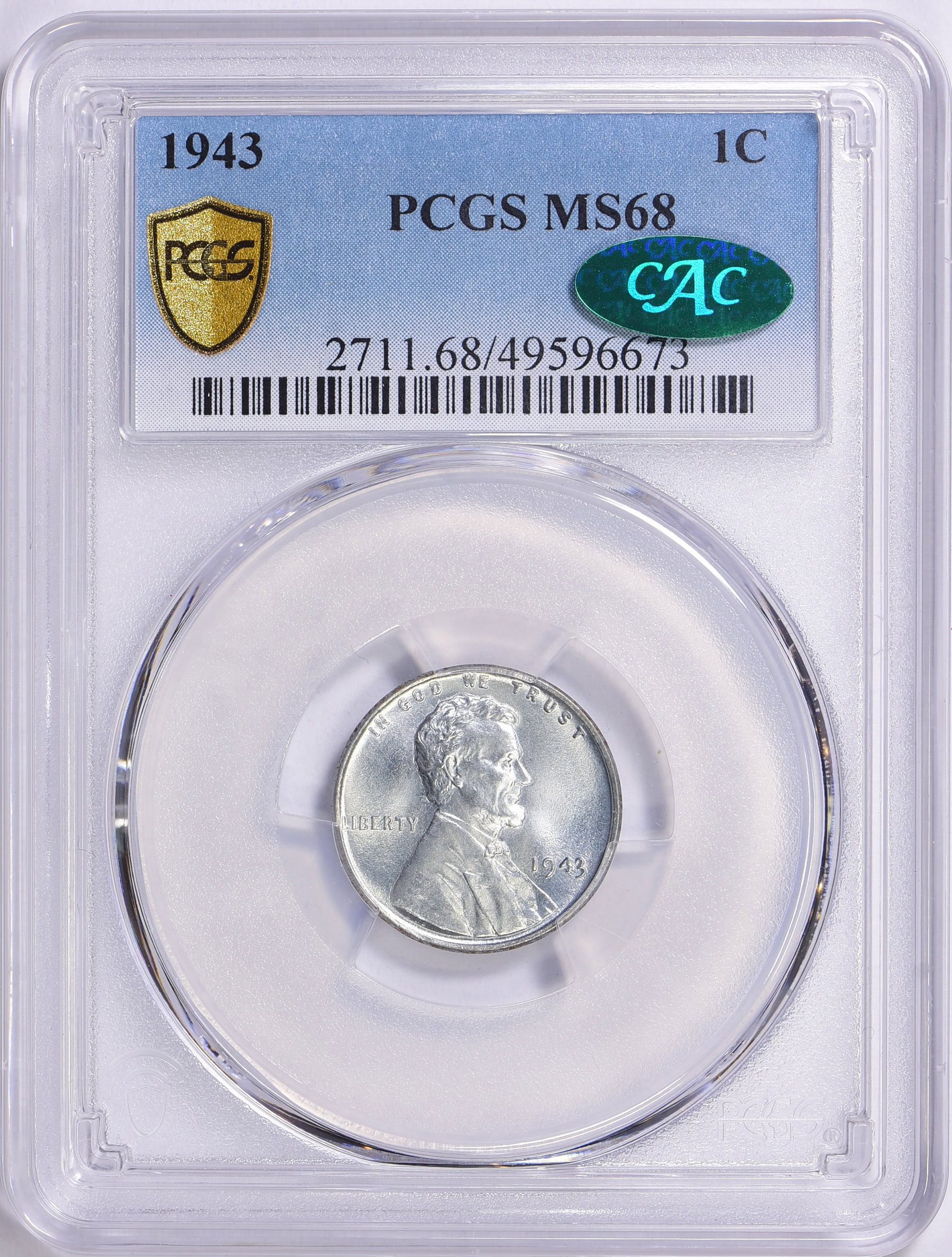1943 Lincoln Cent PCGS MS-68 (CAC Green) (Item 1757494 ...