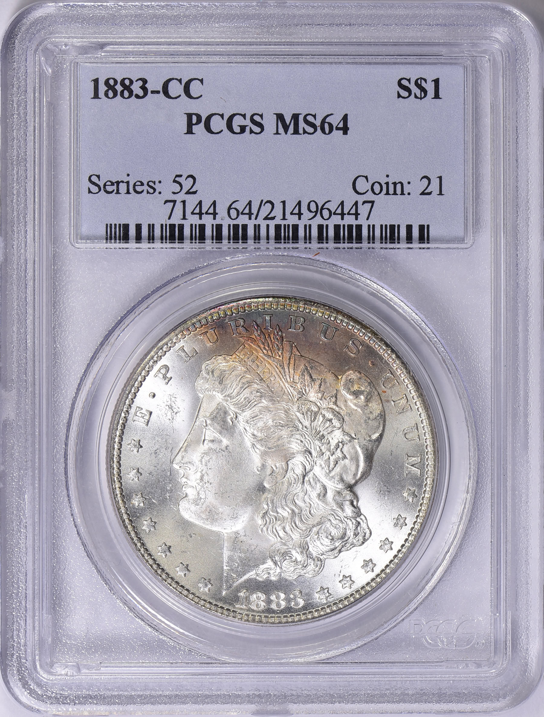 1883-CC Morgan Silver Dollar PCGS MS-64 (Toned) (Item 1757511) | GreatCollections Coin Auctions
