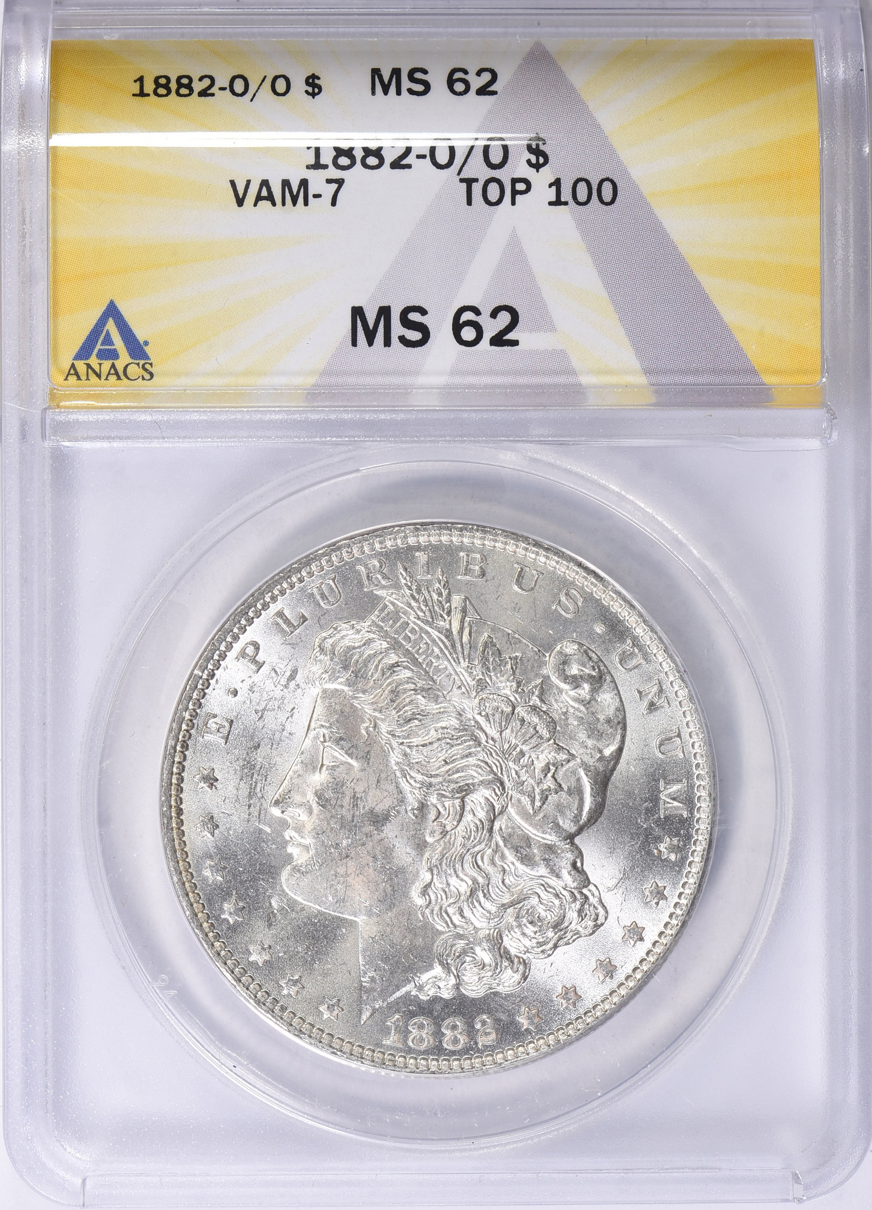 1882-O/O Morgan Silver Dollar VAM-7 Top 100 ANACS MS-62 (Item 1757713) | GreatCollections Coin ...