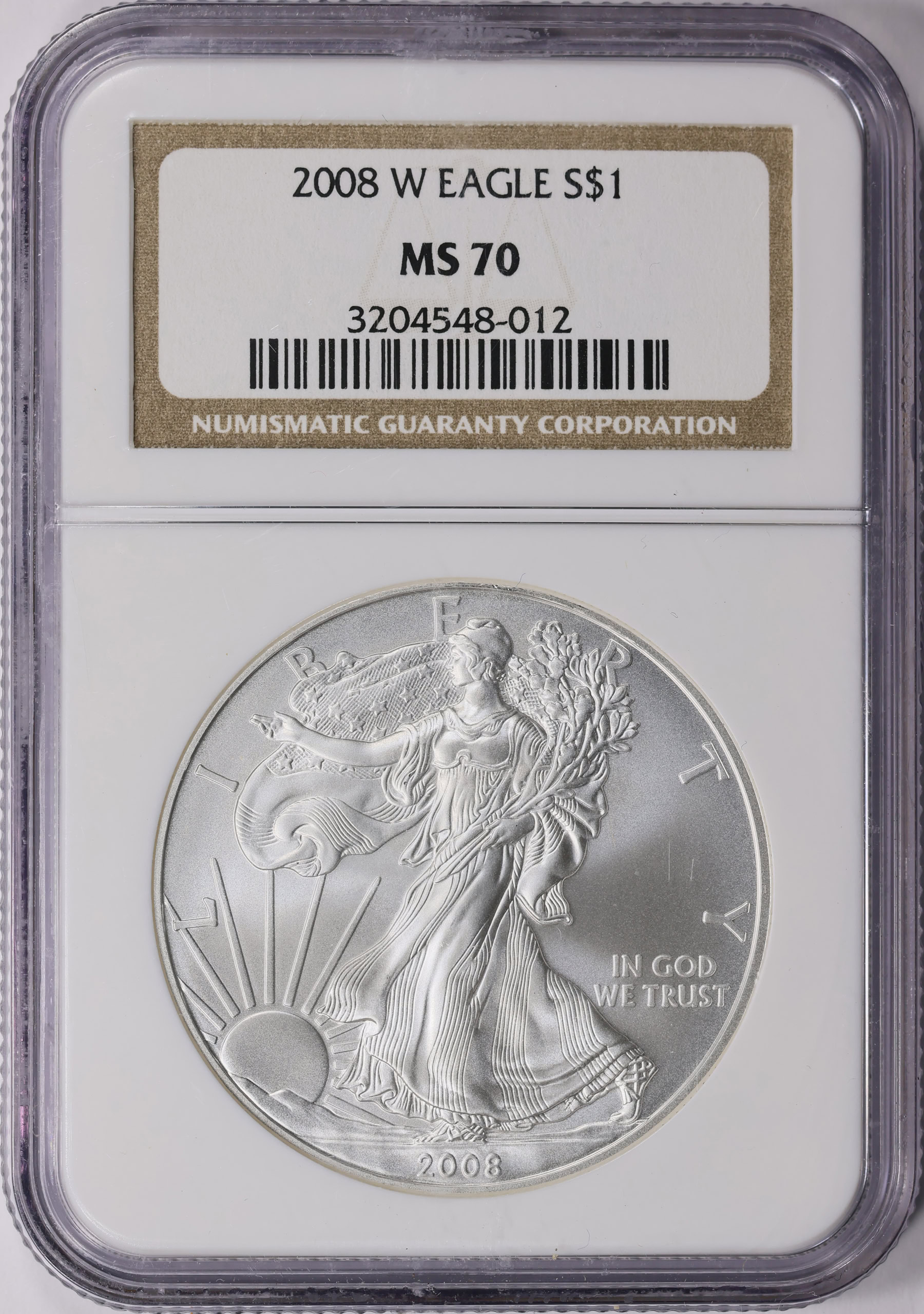 2008-W $1 Silver Eagle Burnished NGC MS-70 (Item 1757745) | GreatCollections Coin Auctions