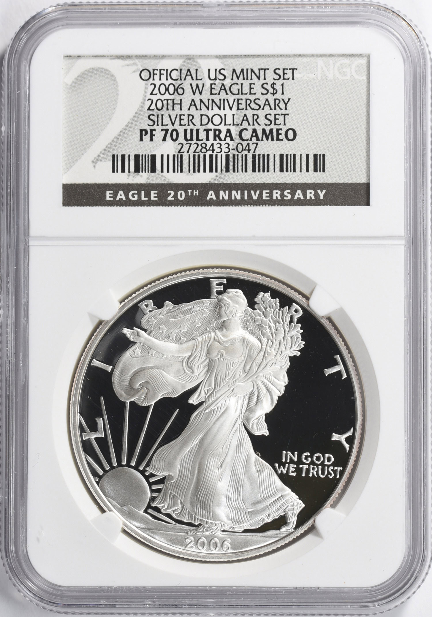 2006-W $1 Silver Eagle 20th Anniversary NGC Proof-70 UC (Item 1757808) | GreatCollections Coin ...